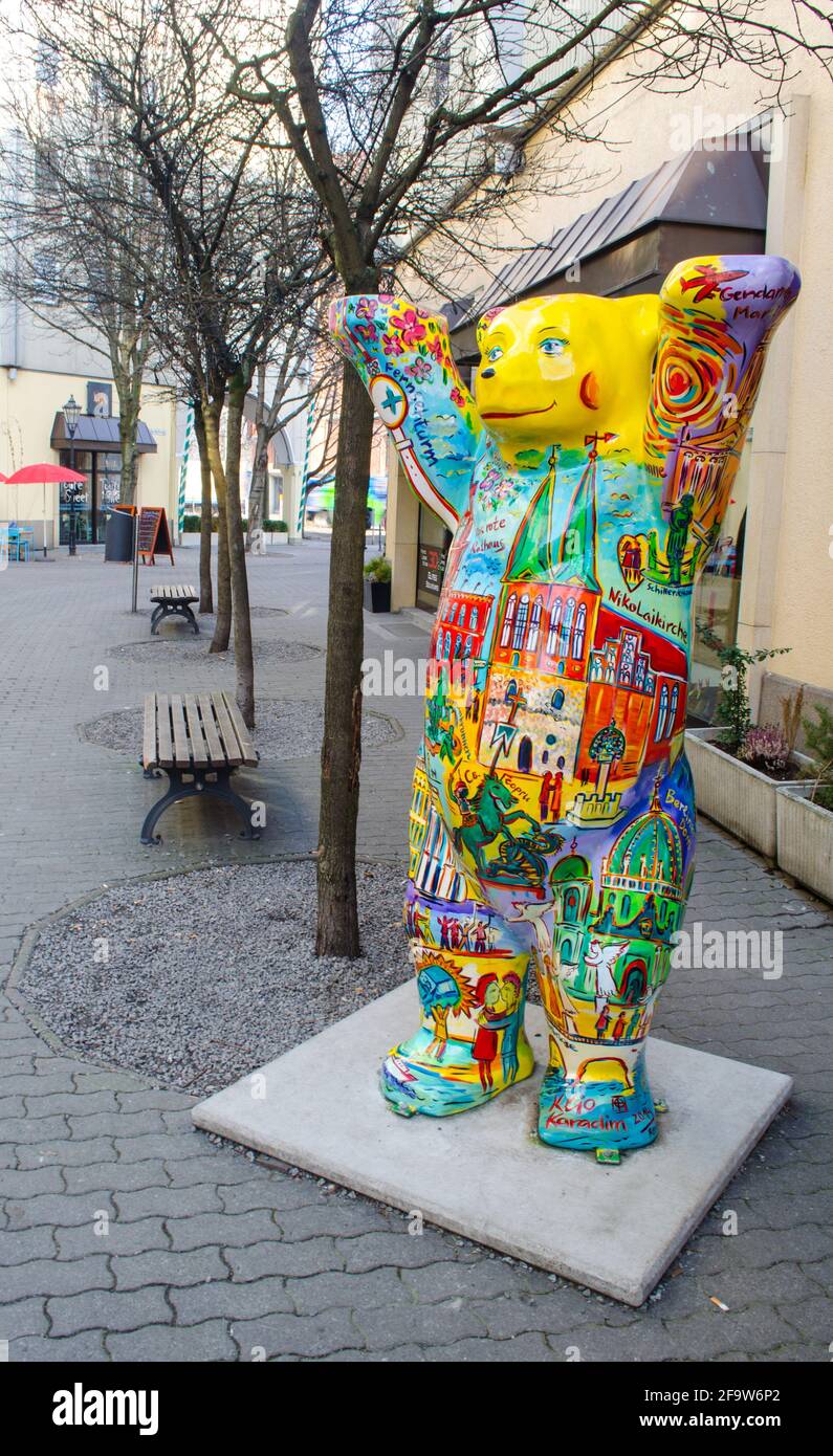 BERLIN, GERMANY, MARCH 12, 2015: painted bears are symbol of berlin ...