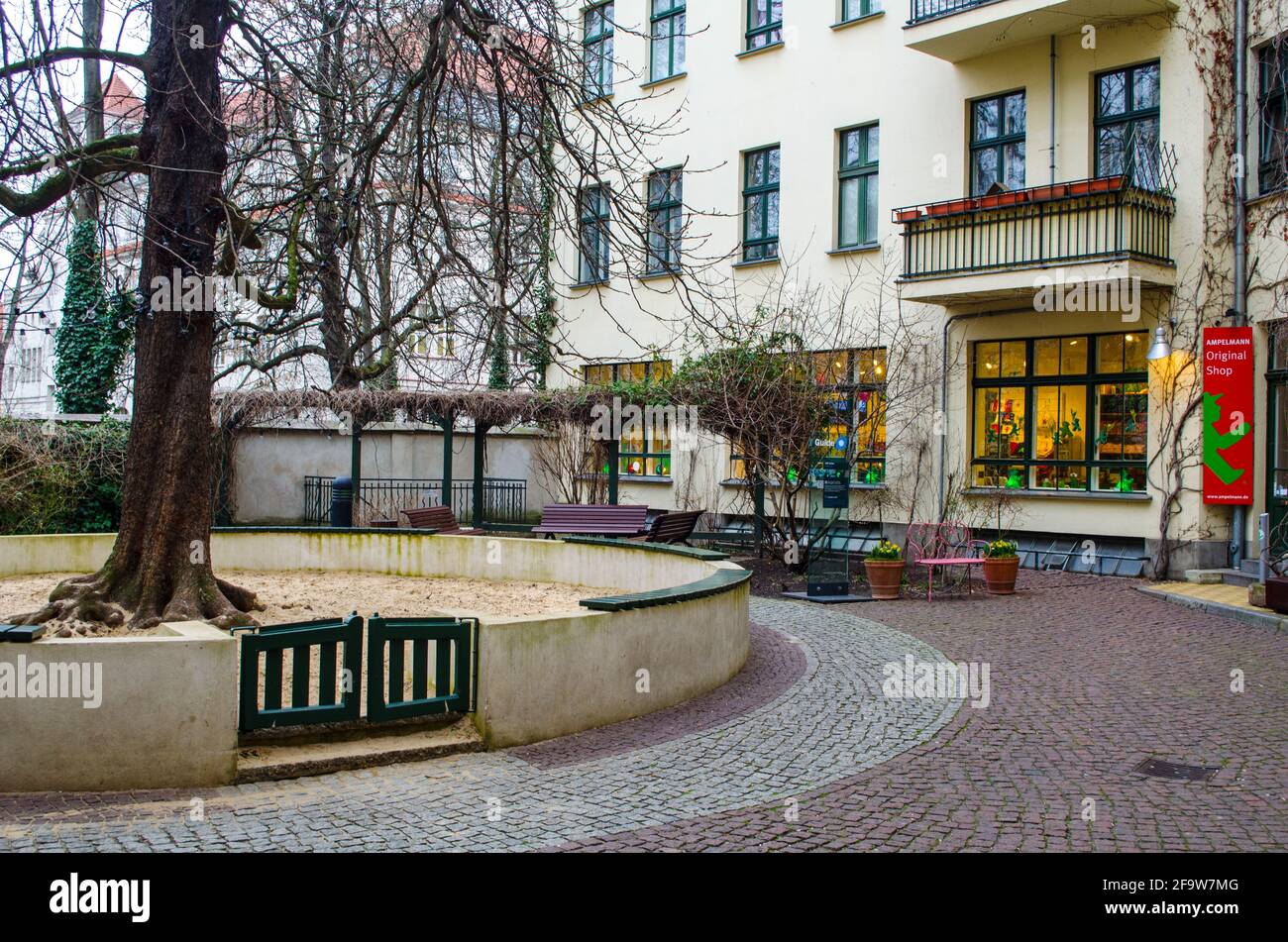 BERLIN, GERMANY, MARCH 12, 2015: complex of nine courtyards hidden ...