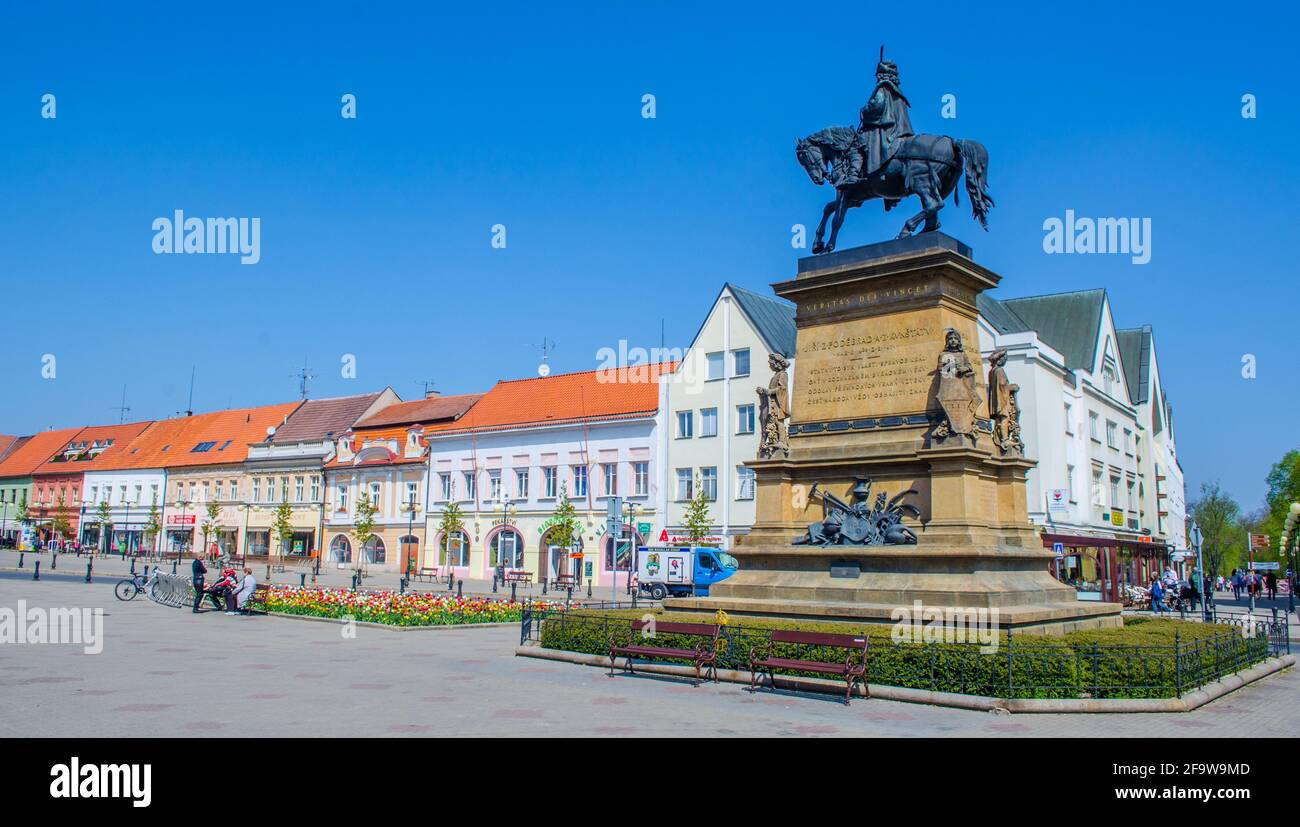 PODEBRADY, CZECH REPUBLIC, APRIL 28, 2015: people are strolling through ...