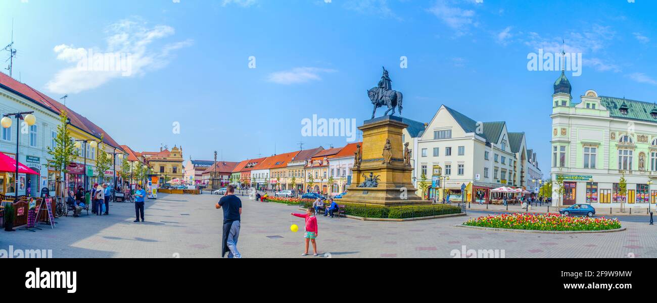 PODEBRADY, CZECH REPUBLIC, APRIL 28, 2015: people are strolling through ...
