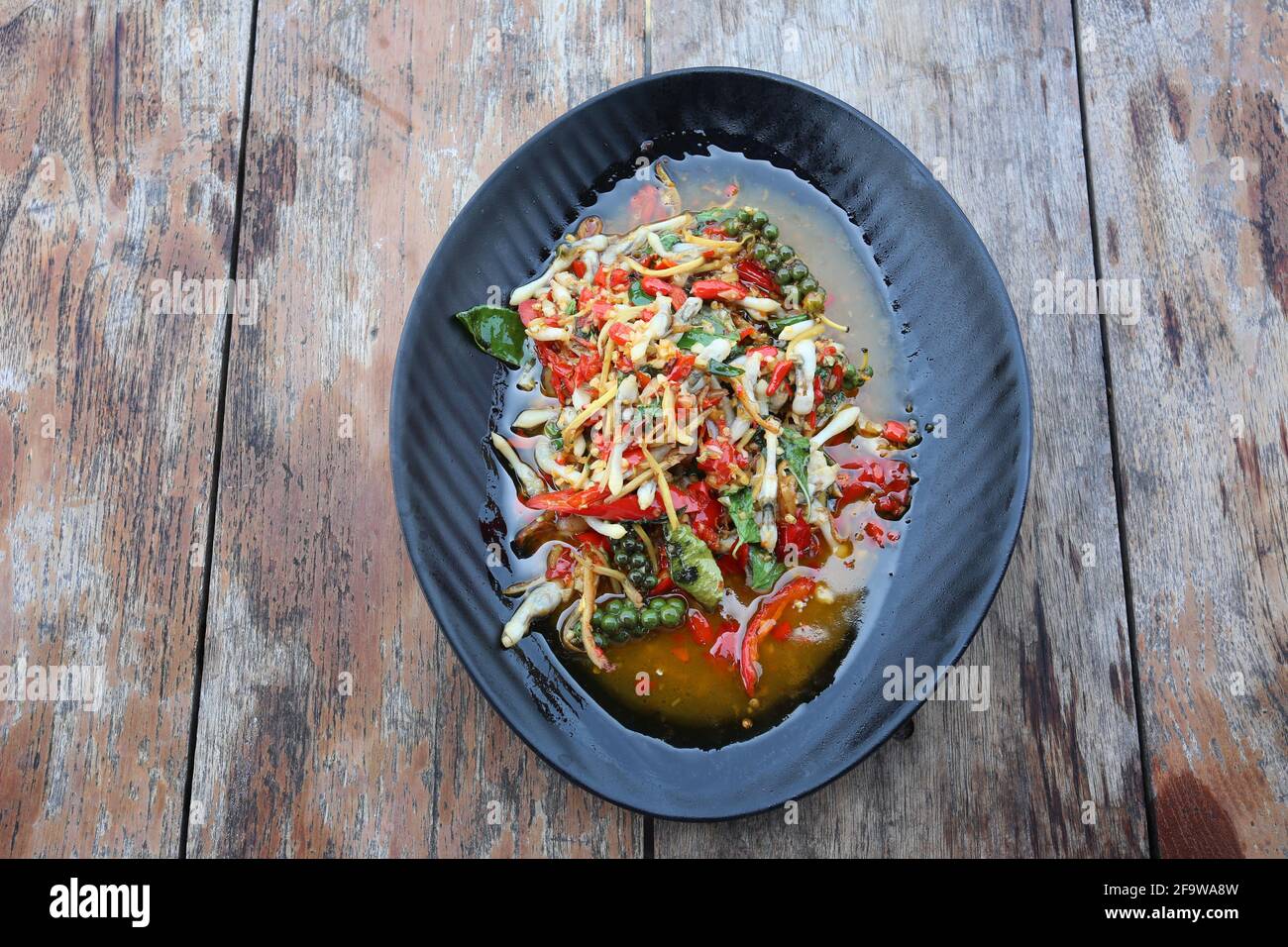 Spicy Stir Fried Razor clam of Thai food,This food is very popular in ...