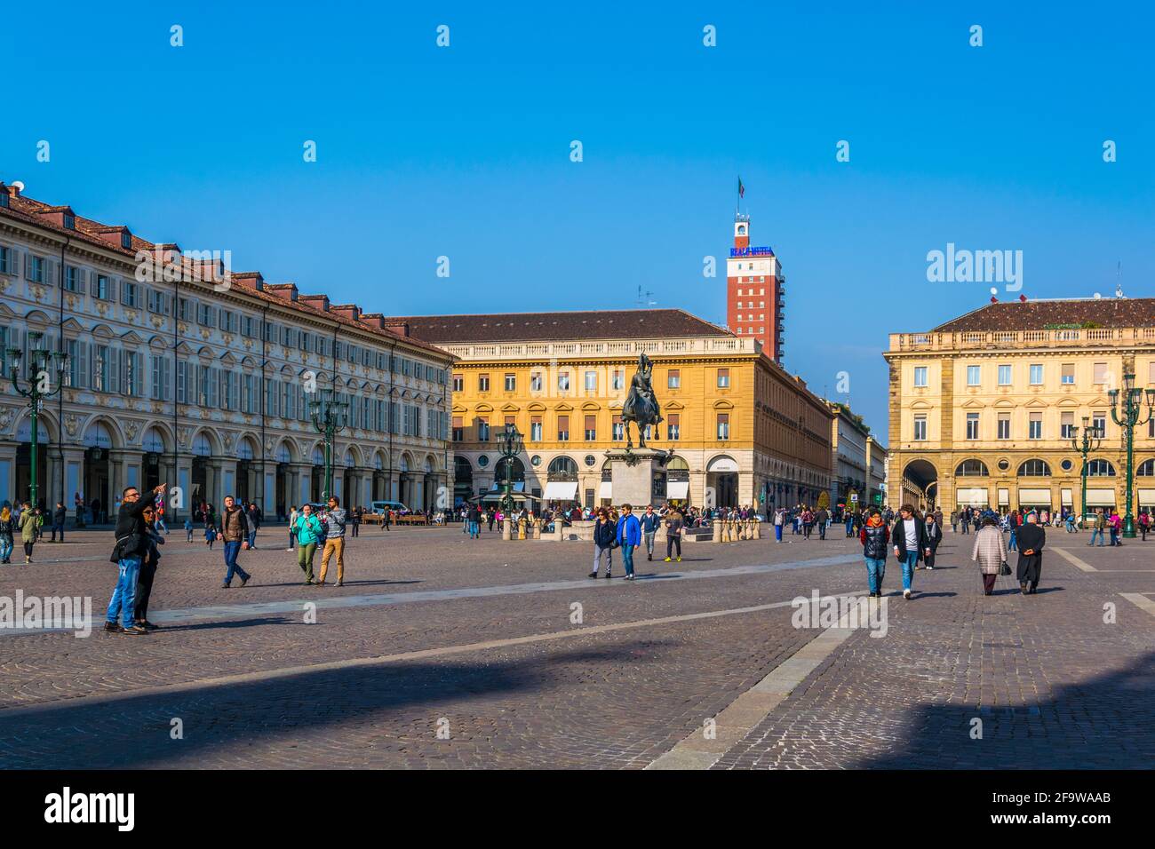 TORINO, ITALY, MARCH 12, 2016: people are walking around piazza san ...