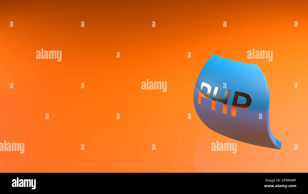 PHP blue flag on orangebackground - 3D rendering illustration Stock ...