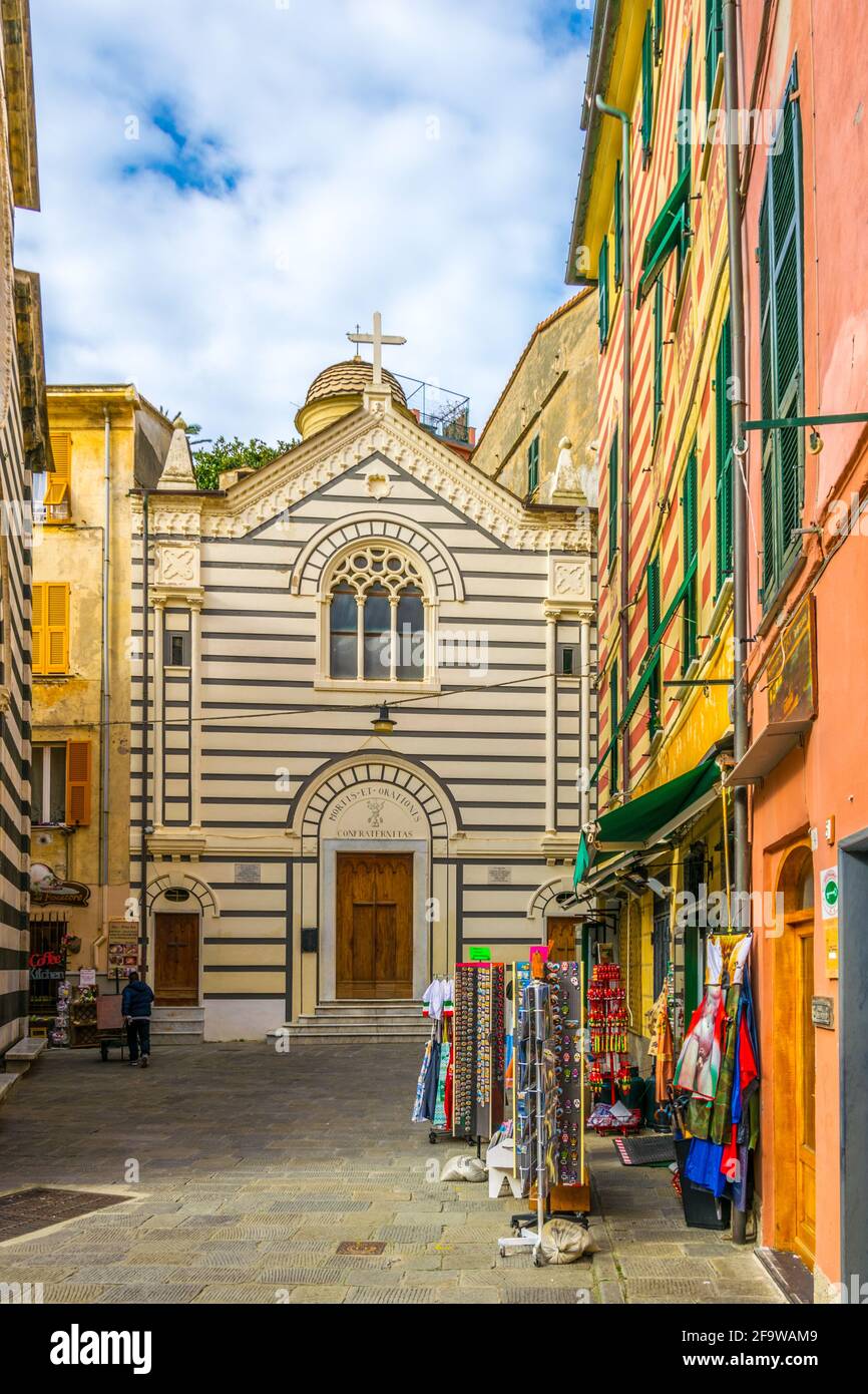 MONTEROSSO, ITALY, MARCH 13, 2016: view of a narrow street waiting for ...