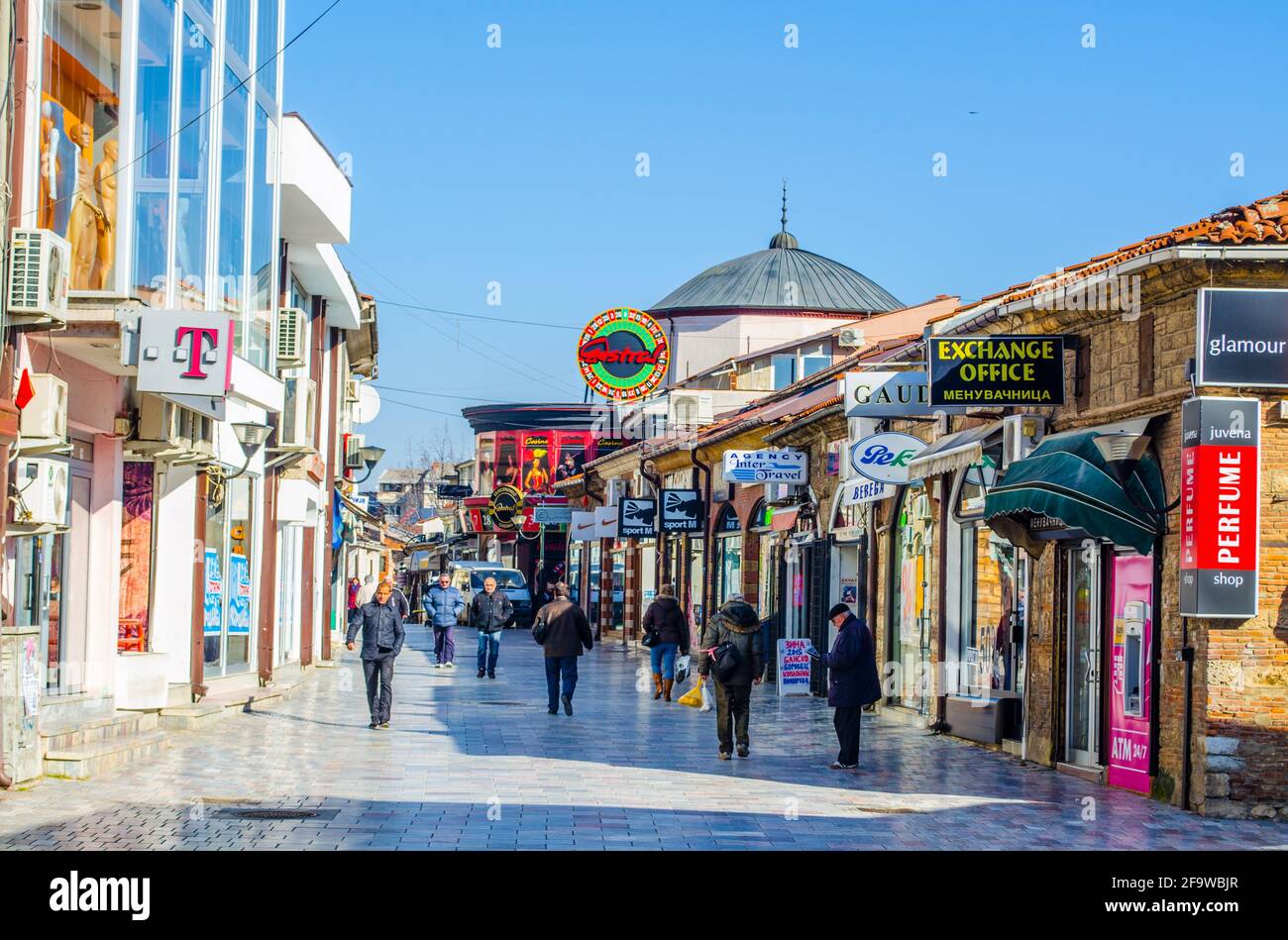 OHRID, MACEDONIA, FEBRUARY 15, 2015: People are walking through the ...