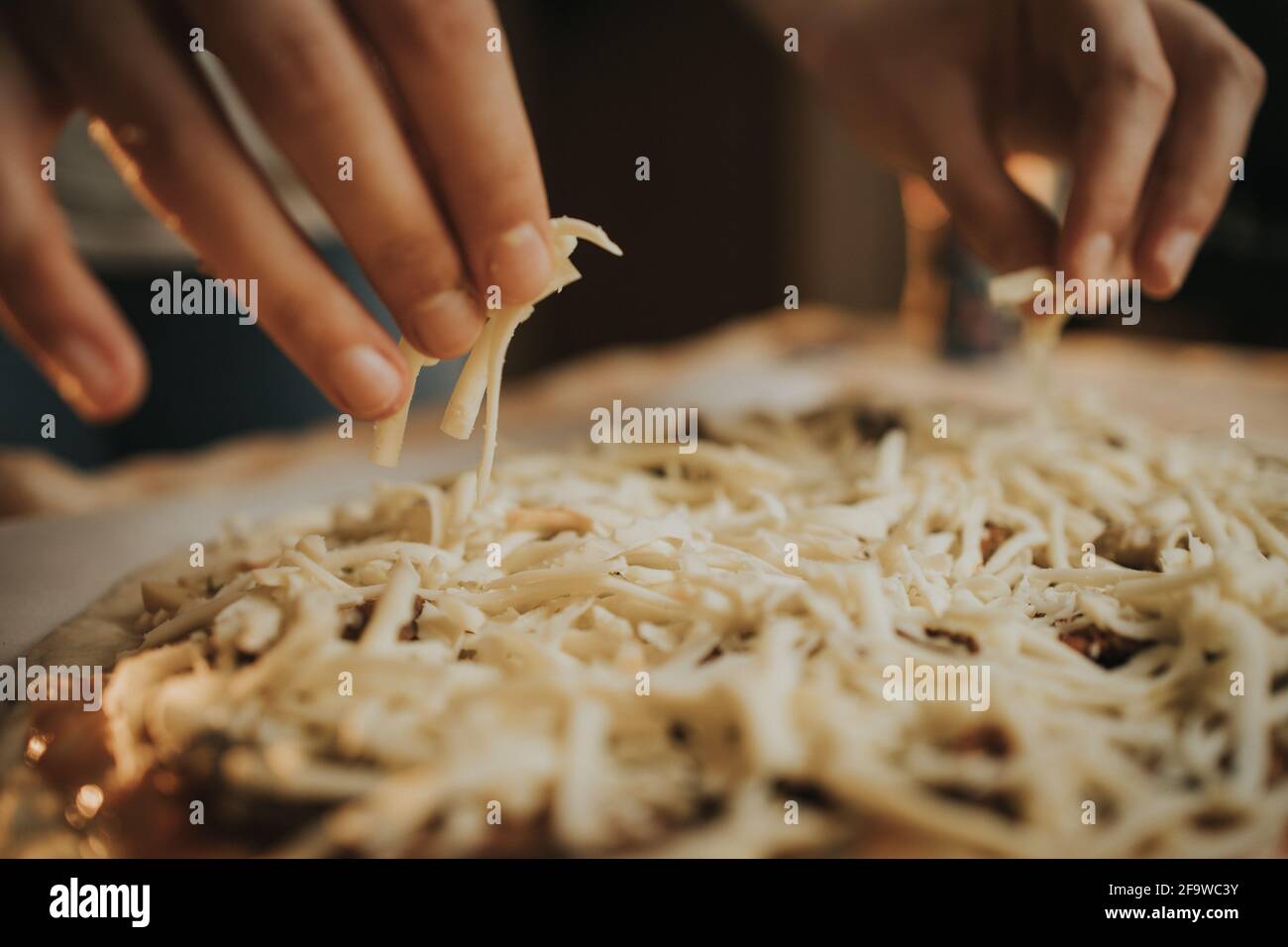 Closeup shot of the process of making homemade pizza Stock Photo - Alamy