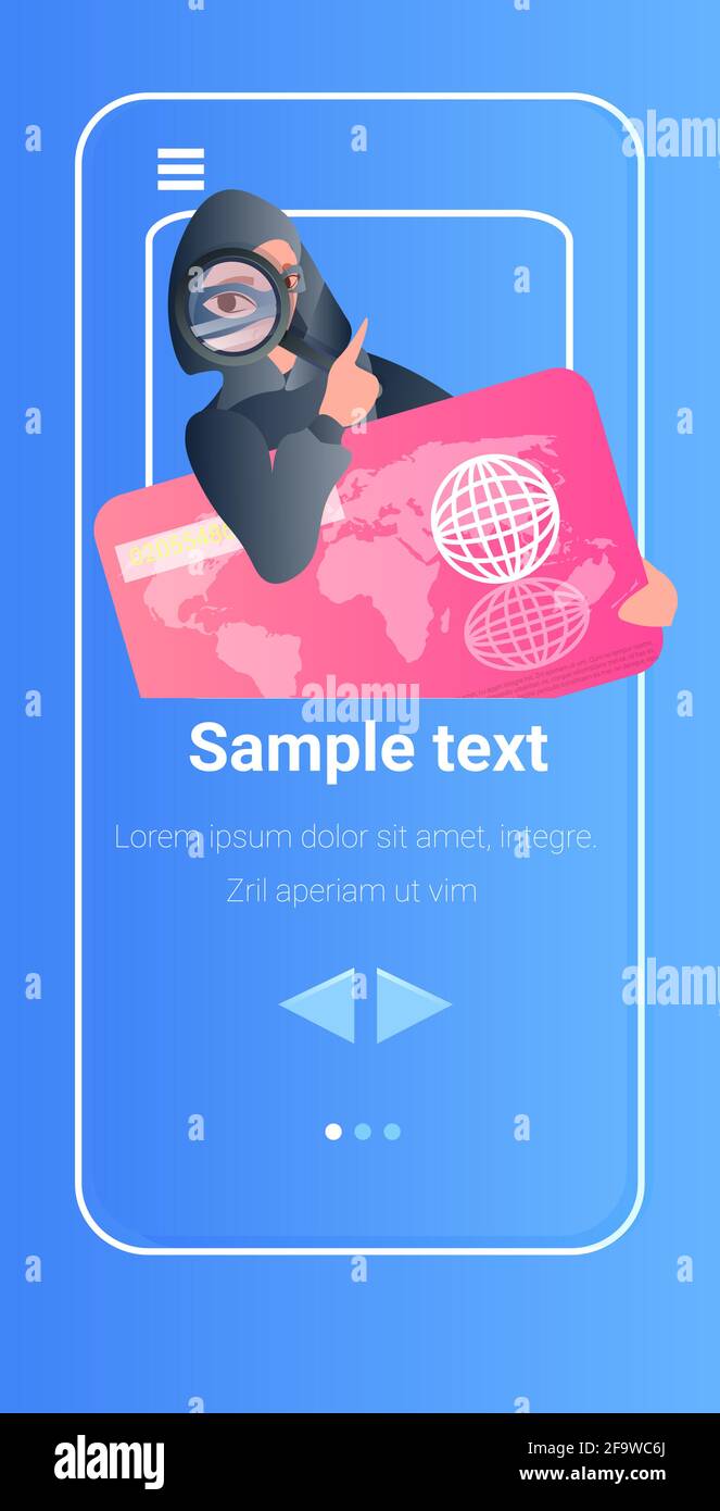 hacker breaking online banking app woman robber in mask stealing money ...