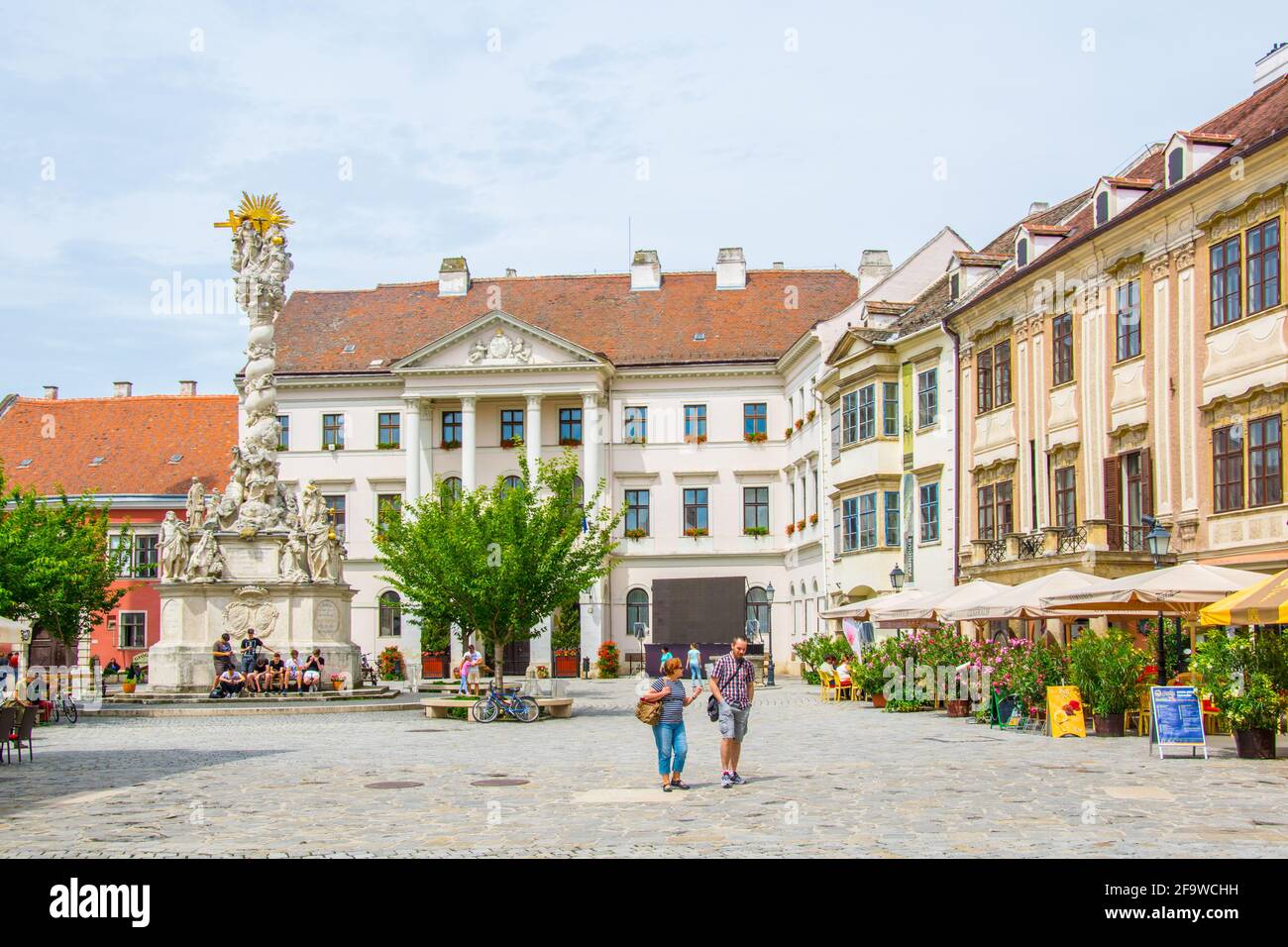 SOPRON, HUNGARY, JUNE 17, 2016: Night view of the illuminated Fo ter ...