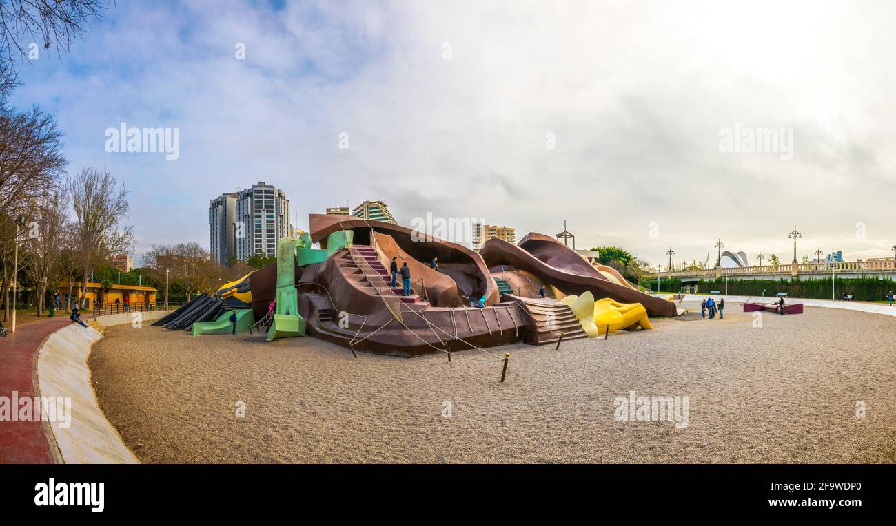 VALENCIA, SPAIN, DECEMBER 31, 2015: Children are playing at the ...