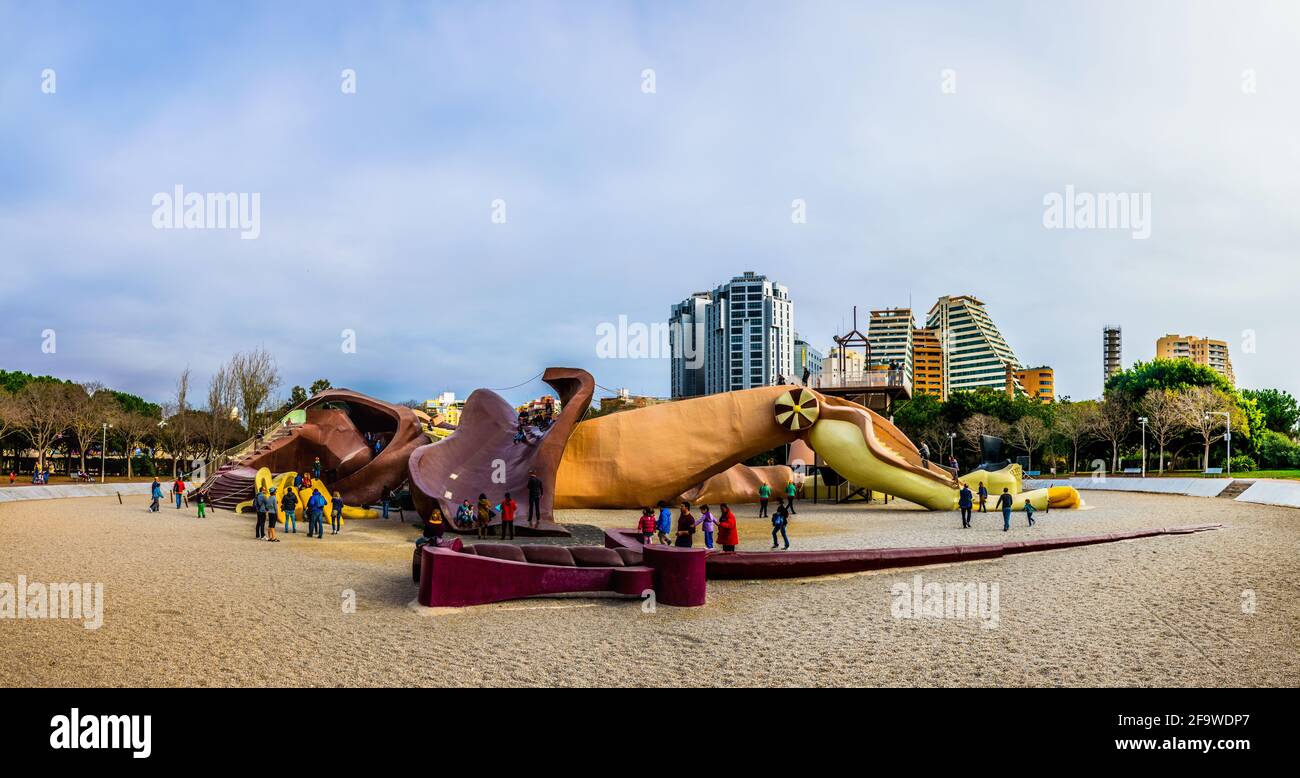 VALENCIA, SPAIN, DECEMBER 31, 2015: Children are playing at the ...