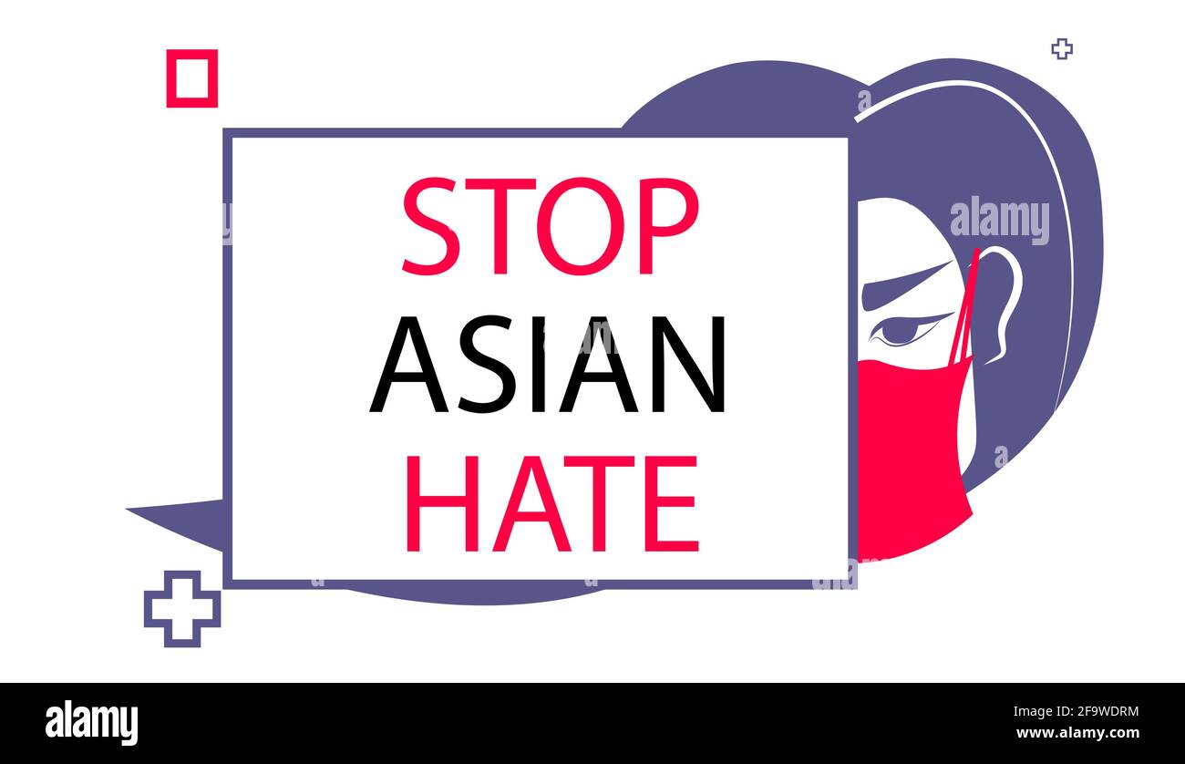 Stop Asian Hate Woman In Mask Protesting Against Racism Support People