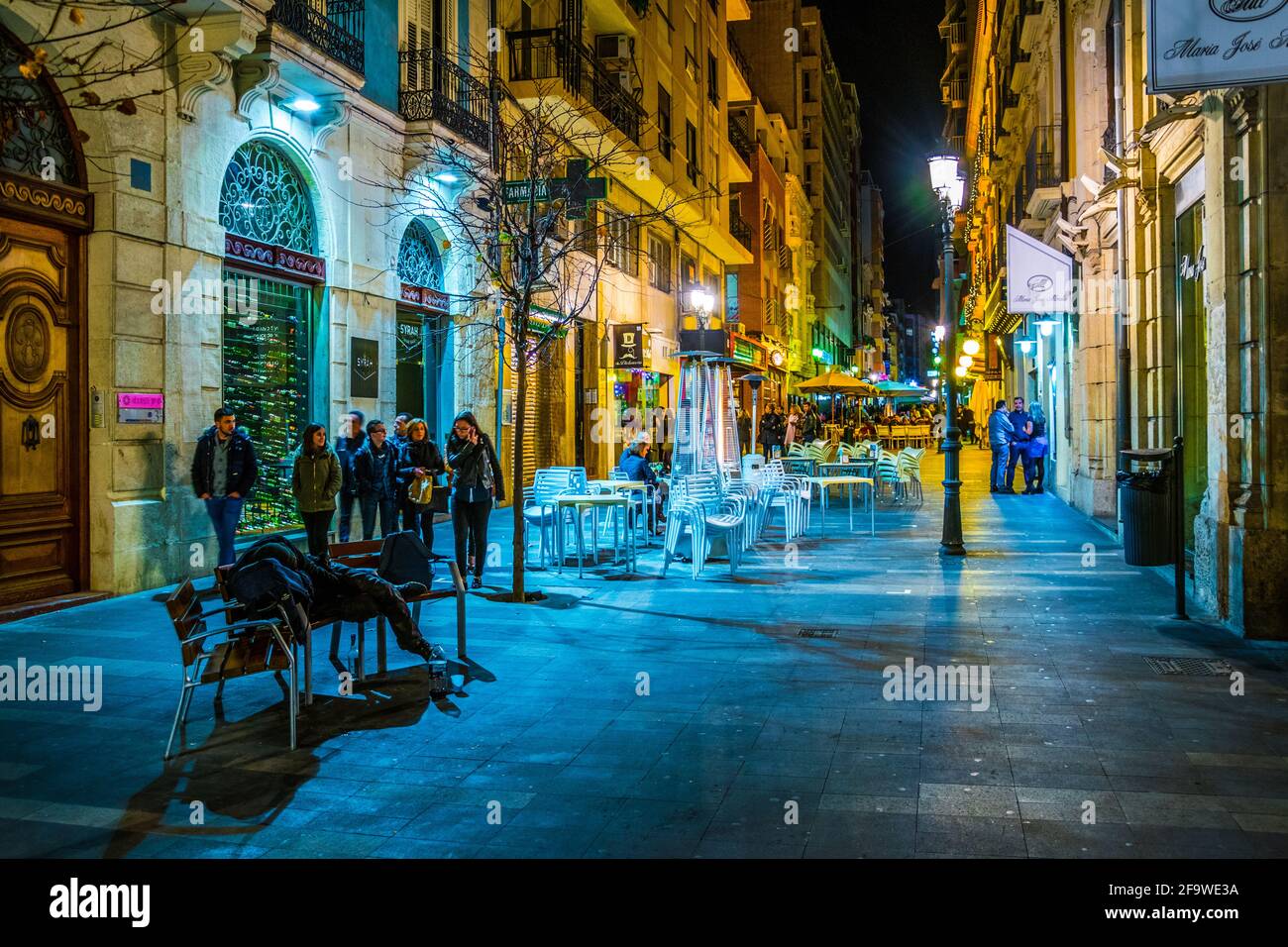 ALICANTE, SPAIN, JANUARY 2, 2016: View of a narrow street in the ...