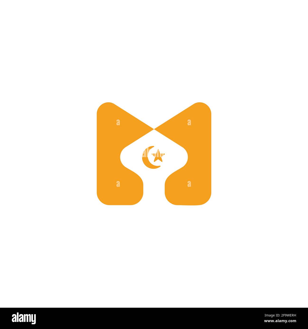 letter m mosque moon star simple icon symbol vector Stock Vector Image ...