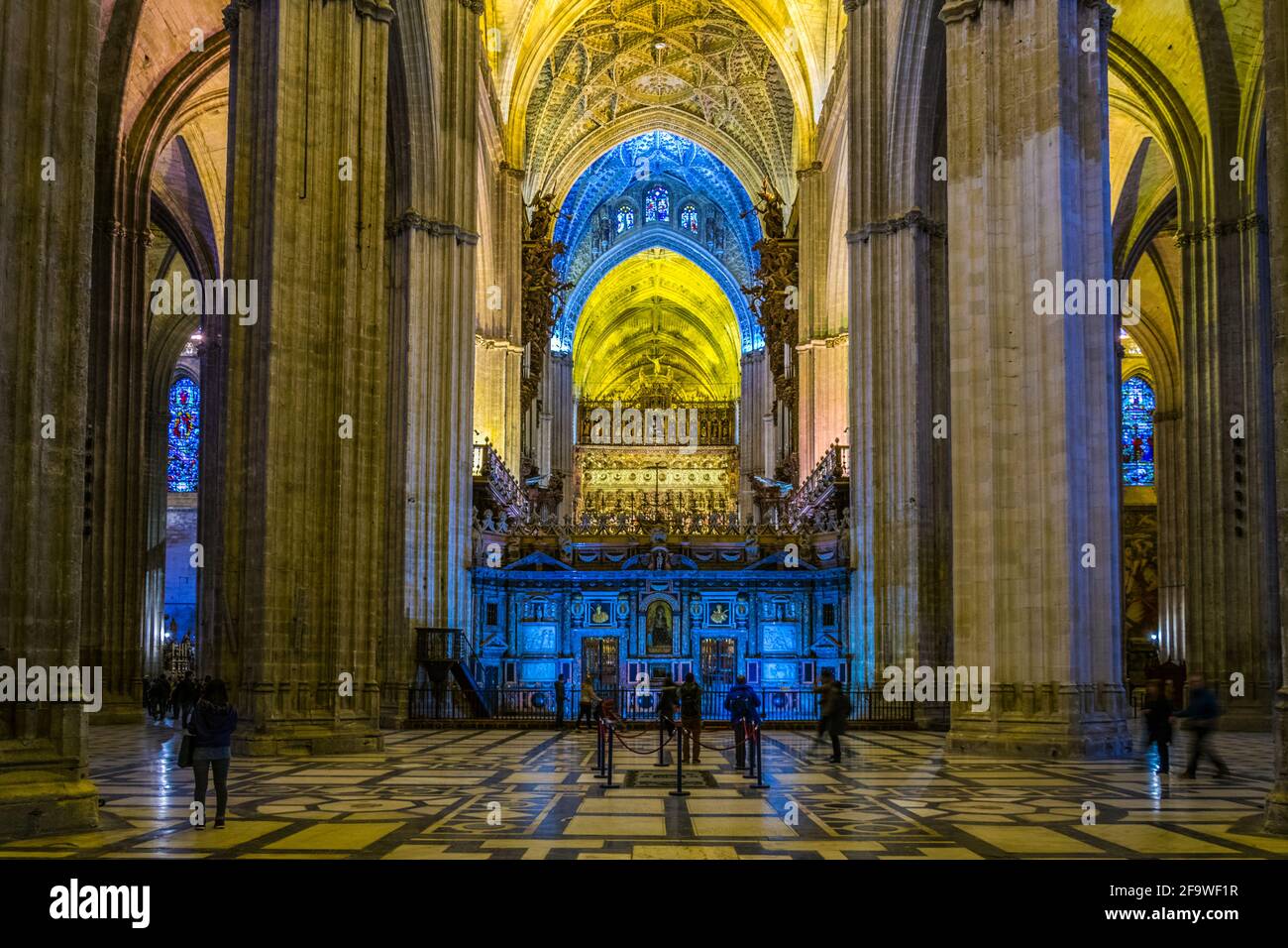 SEVILLA, SPAIN, JANUARY 7, 2016: view of interior of the cathedral in ...