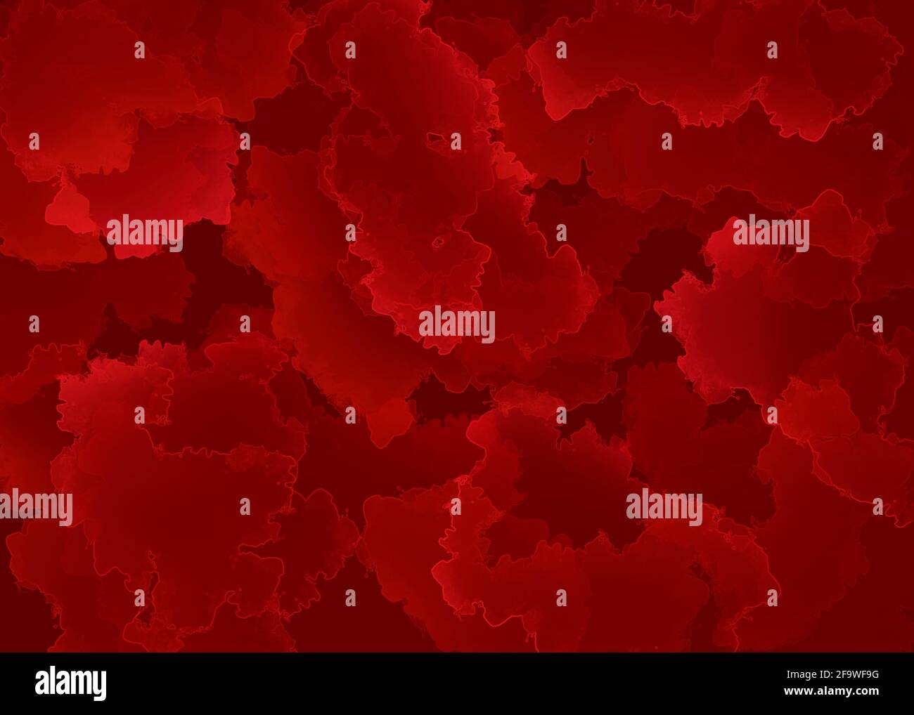 Dark abstract watercolor red background in the form of ink streaks ...