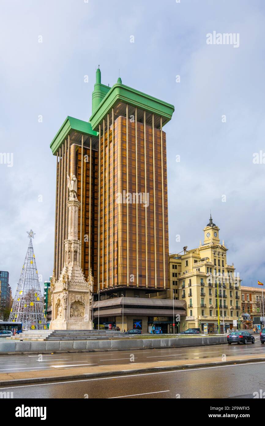 The torres de colon building in the plaza de colon hi-res stock ...