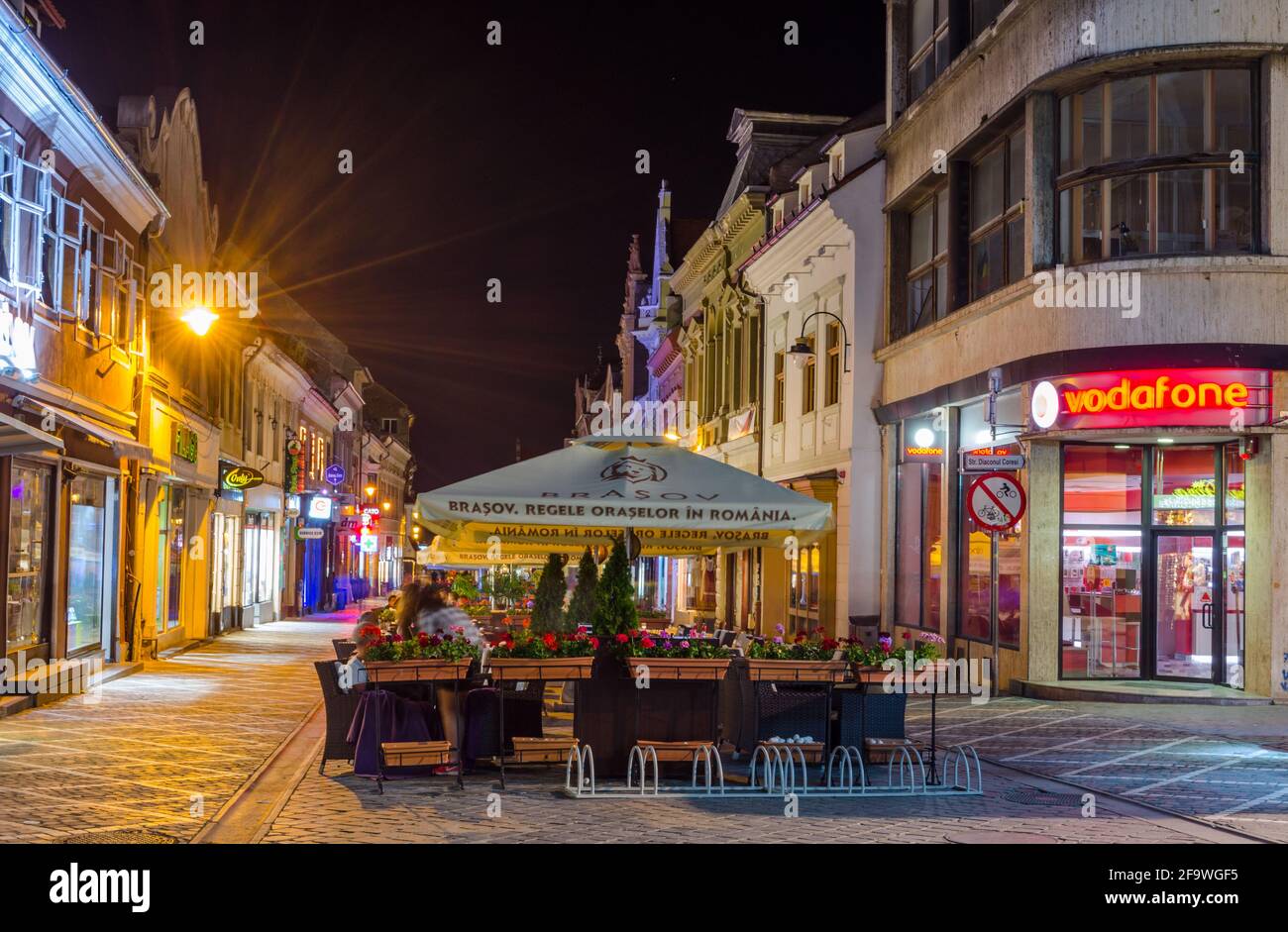 BRASOV, ROMANIA, JULY 9, 2015: Street of the republic is a center of ...