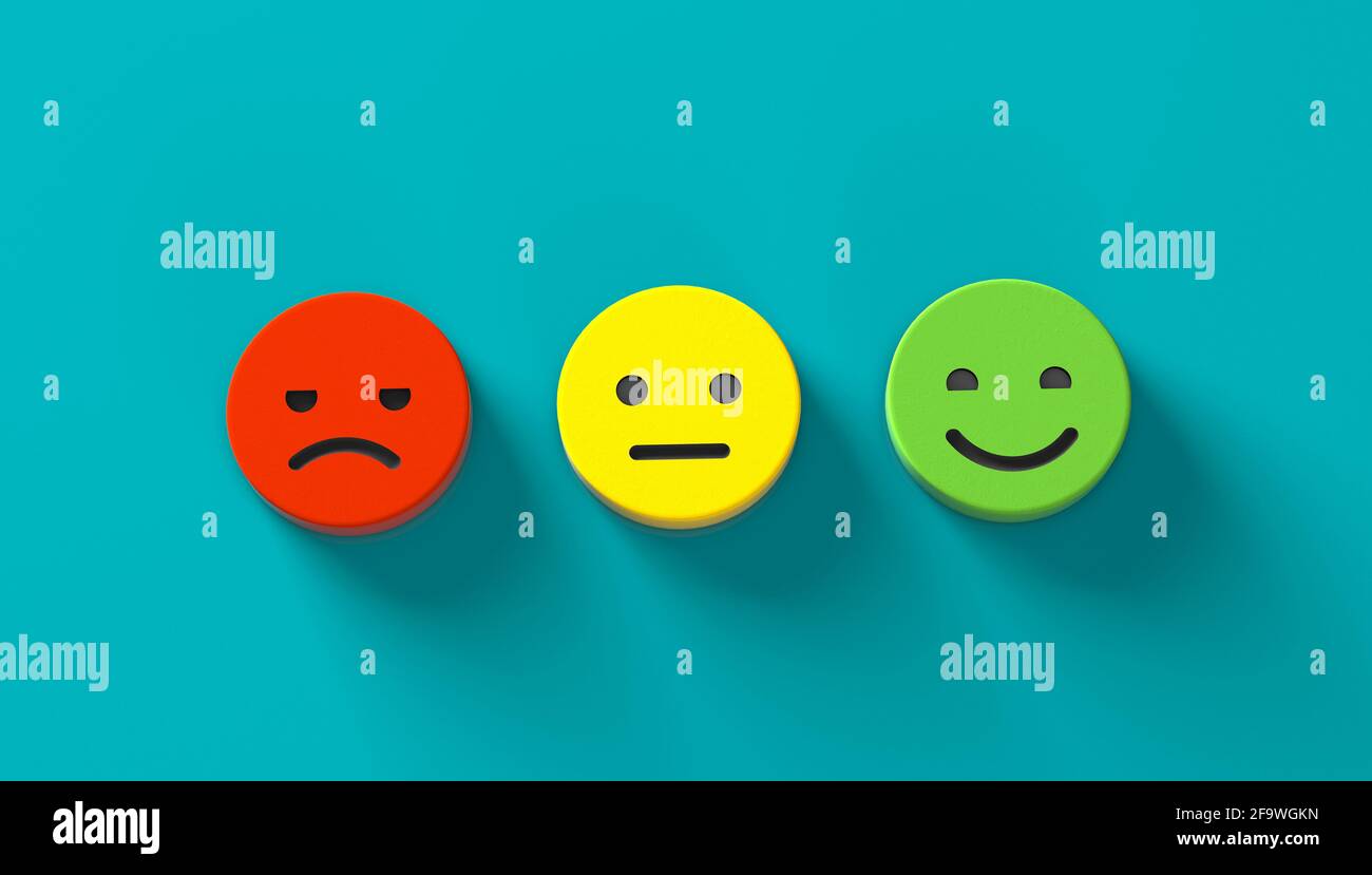 Feedback. Positive, neutral, negative feedback. A face with a smile ...
