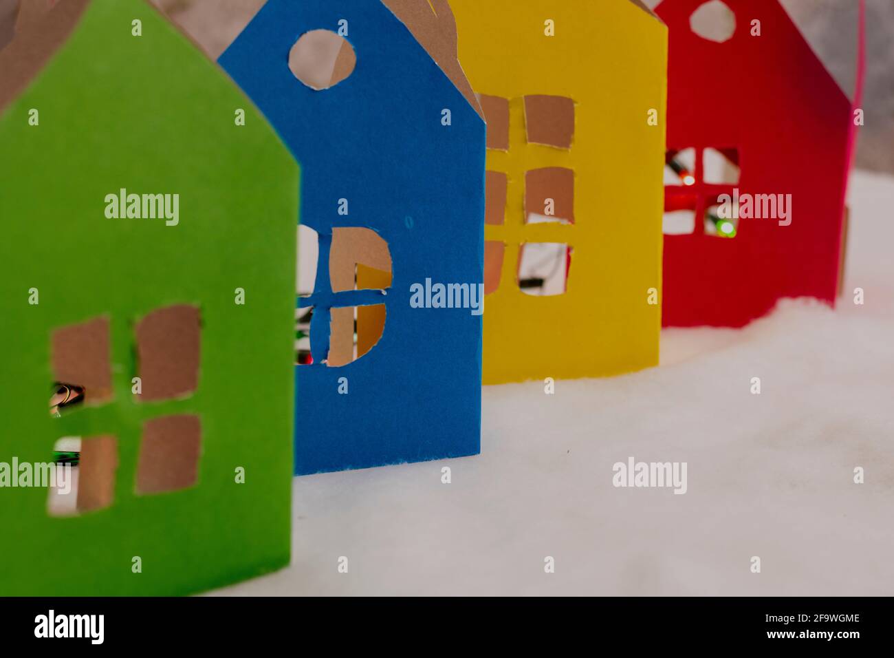 A paper colorful houses standing on street Stock Photo - Alamy