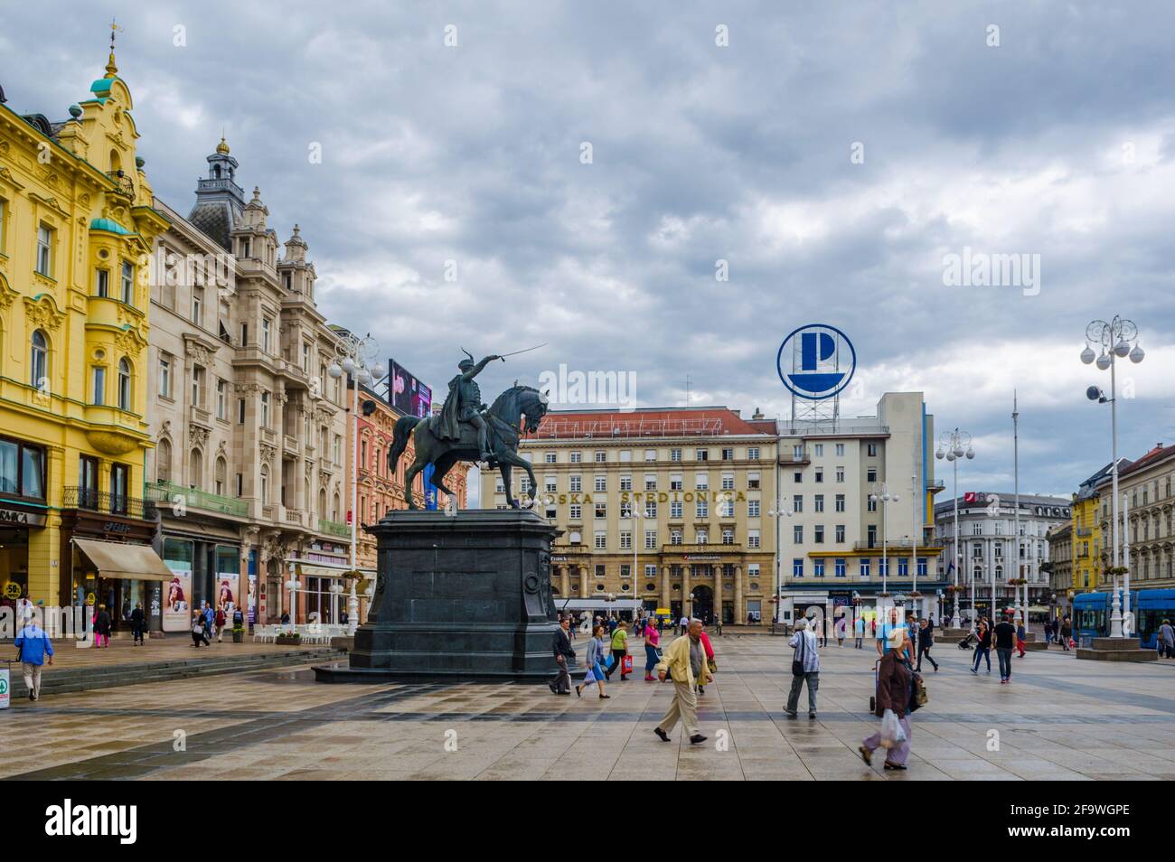 Zagreb Croatia July 28 2015 Ban Jelacic Monument On Central City