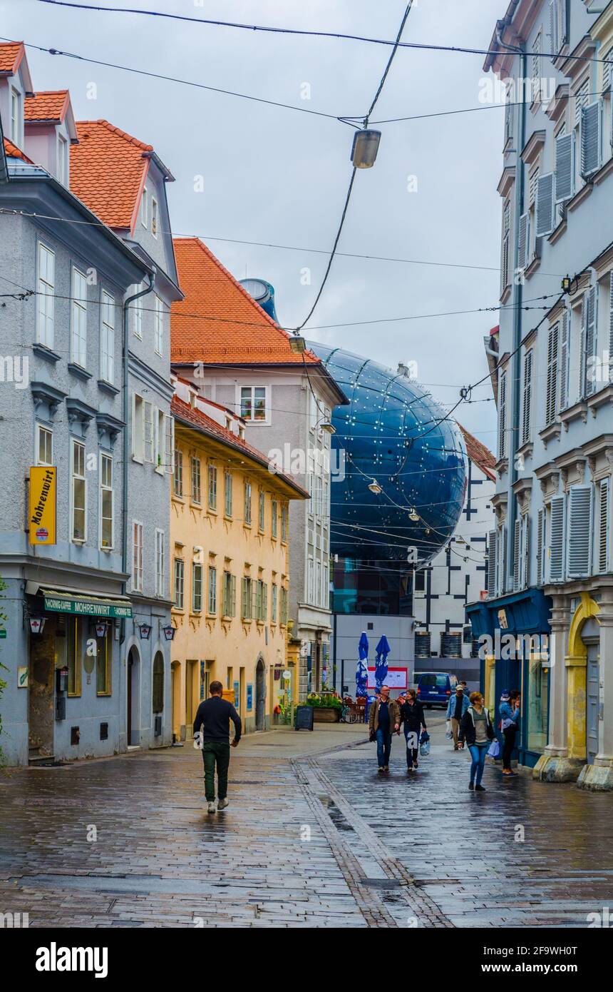 GRAZ, AUSTRIA - JULY 30, 2015: The Kunsthaus Graz aka Grazer Kunsthaus ...