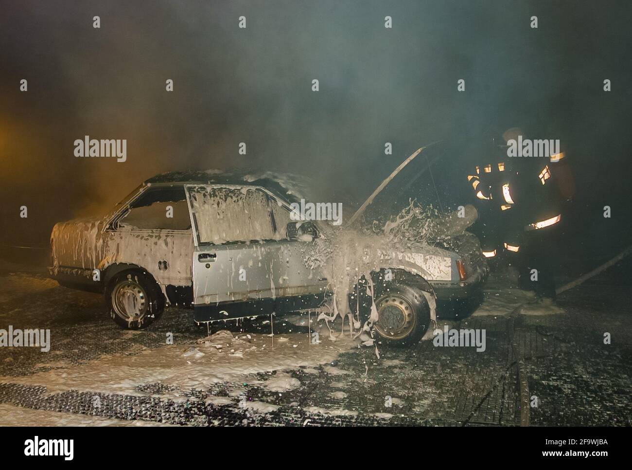 vienna, austria, 24 june 2004, Opel Corsa after engine fire in a ...