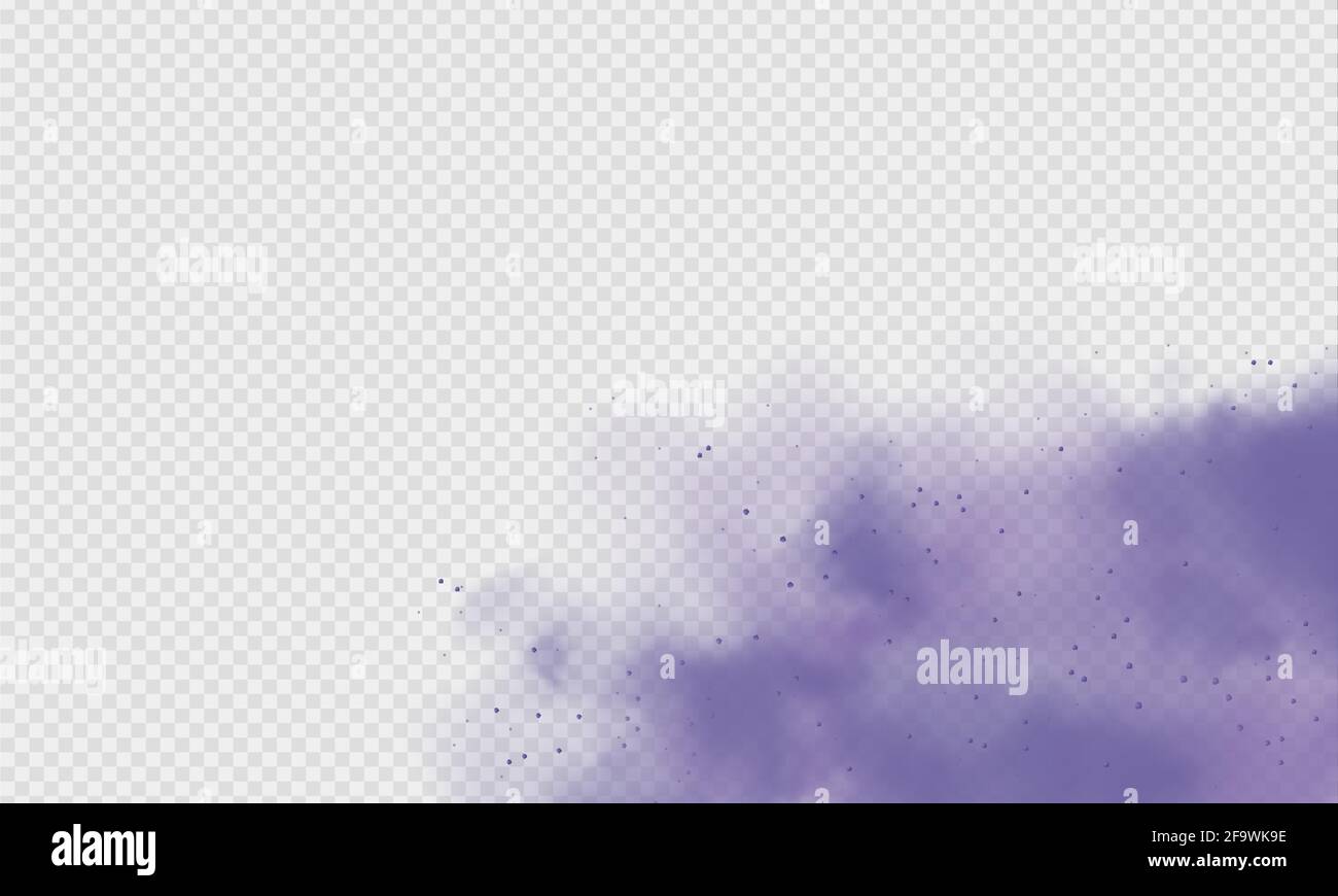 Purple dust or fog. Abstract purple powder explosion with particles ...