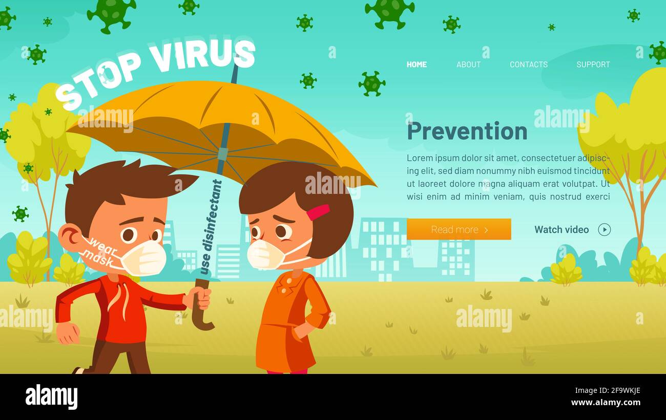 Stop virus banner. Coronavirus protection, infection disease prevention ...