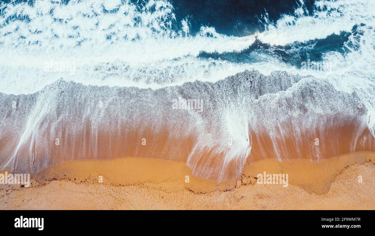 Aerial View of Waves and Beaches at Sunset Along the GrAerial View of ...
