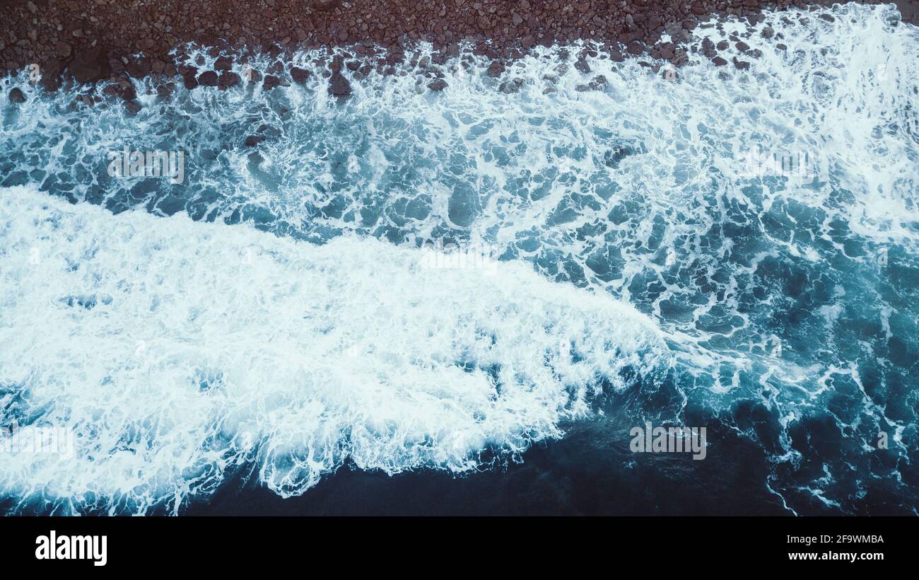 Aerial View of Waves and Beaches at Sunset Along the GrAerial View of ...