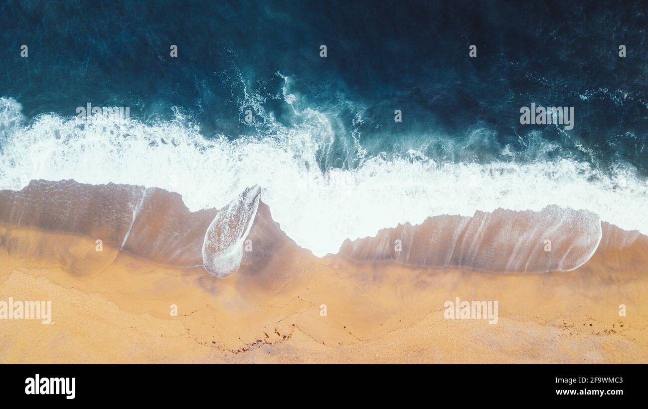 Aerial View of Waves and Beaches at Sunset Along the GrAerial View of ...