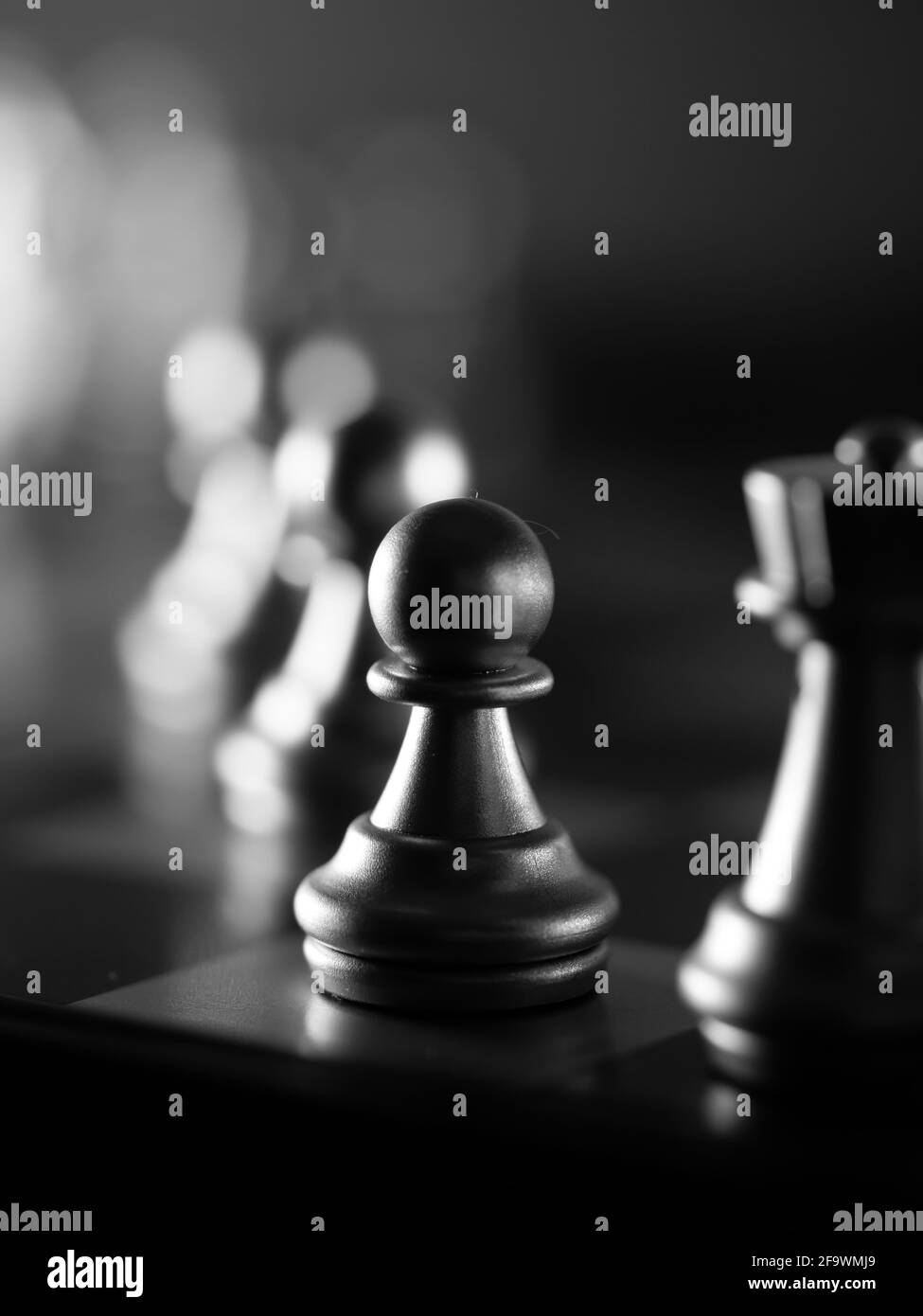 Grayscale closeup shot of chess figures Stock Photo - Alamy