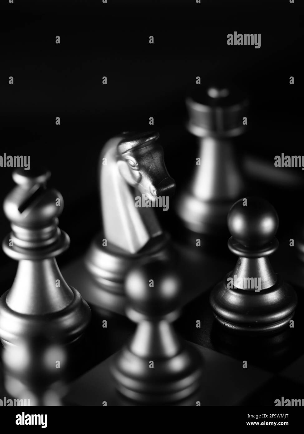 Grayscale closeup shot of chess figures Stock Photo - Alamy