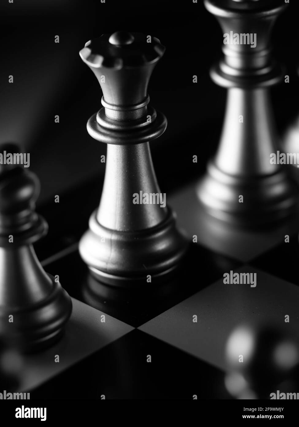 Grayscale closeup shot of chess figures Stock Photo - Alamy
