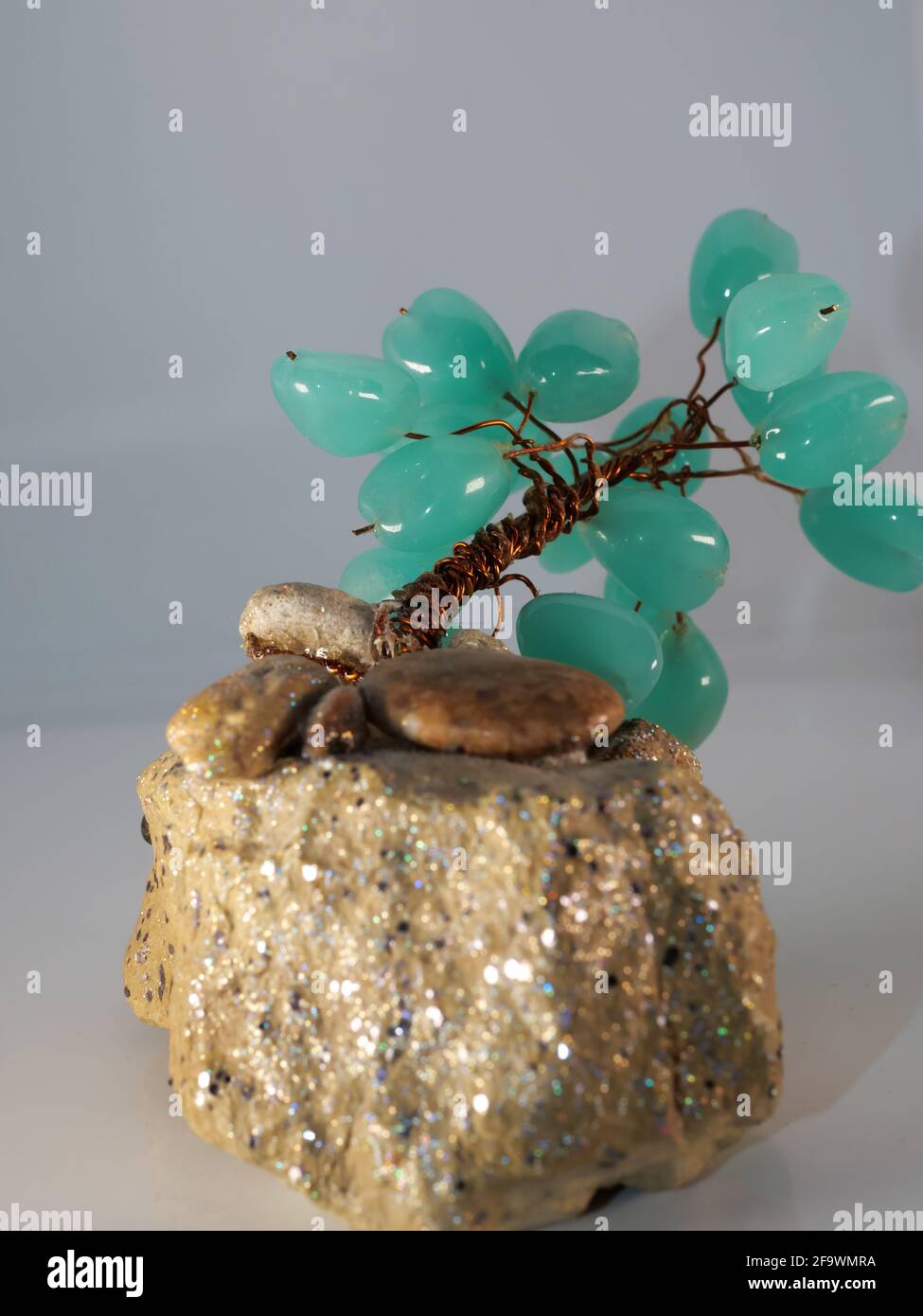 Feng Shui tree made of precious stone turquoise with beads and wire ...