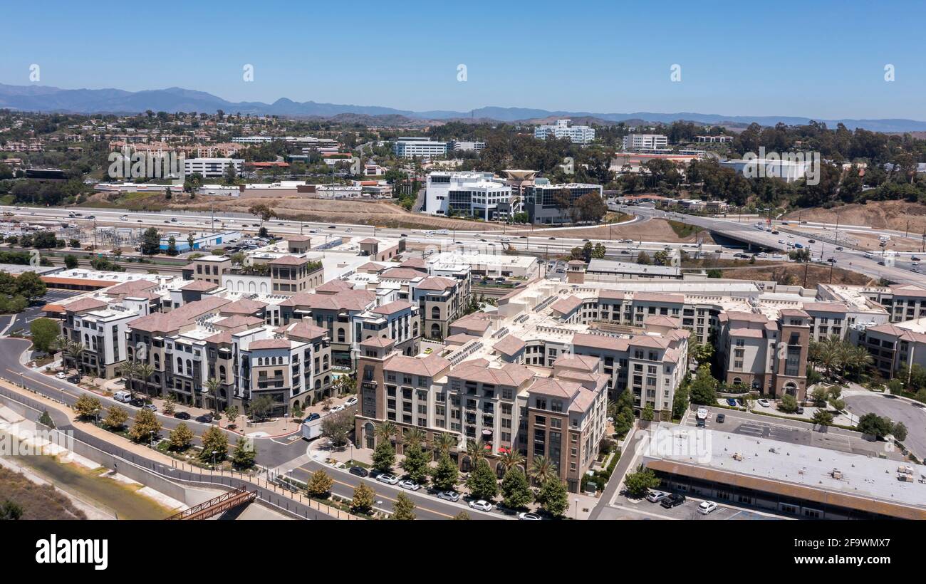 Aerial daytime view of the downtown area of Laguna Niguel, California ...
