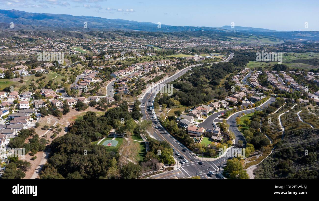 Daytime aerial view of the city of Coto de Caza, California, USA Stock ...