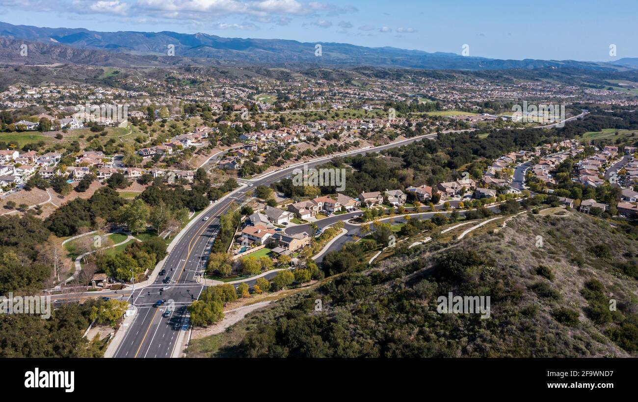 Daytime aerial view of the city of Coto de Caza, California, USA Stock ...