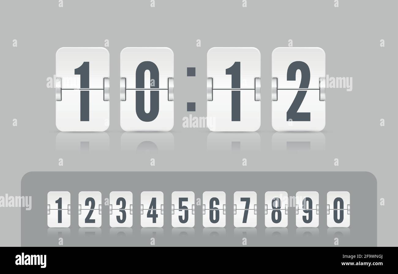 Vector modern ui design of retro time meter with numbers. Old design scoreboard clock template ...