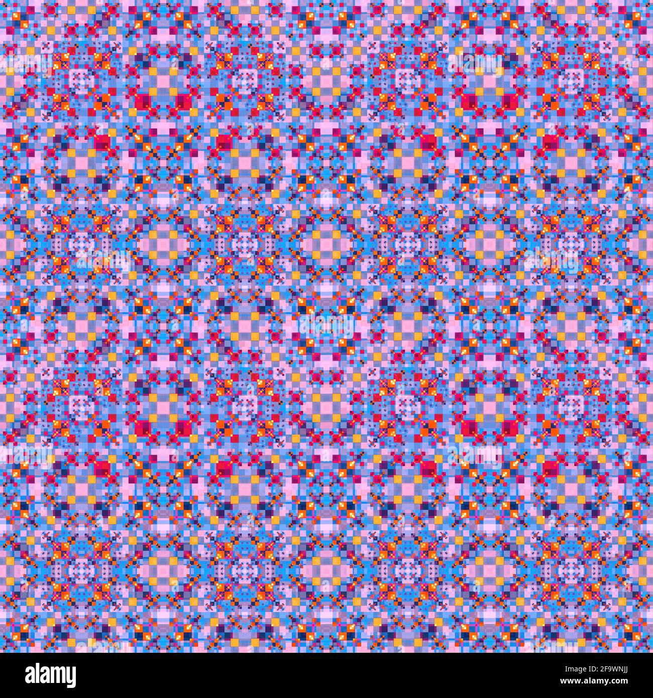 2D beautiful illustration of colorful square patterns resembling a ...