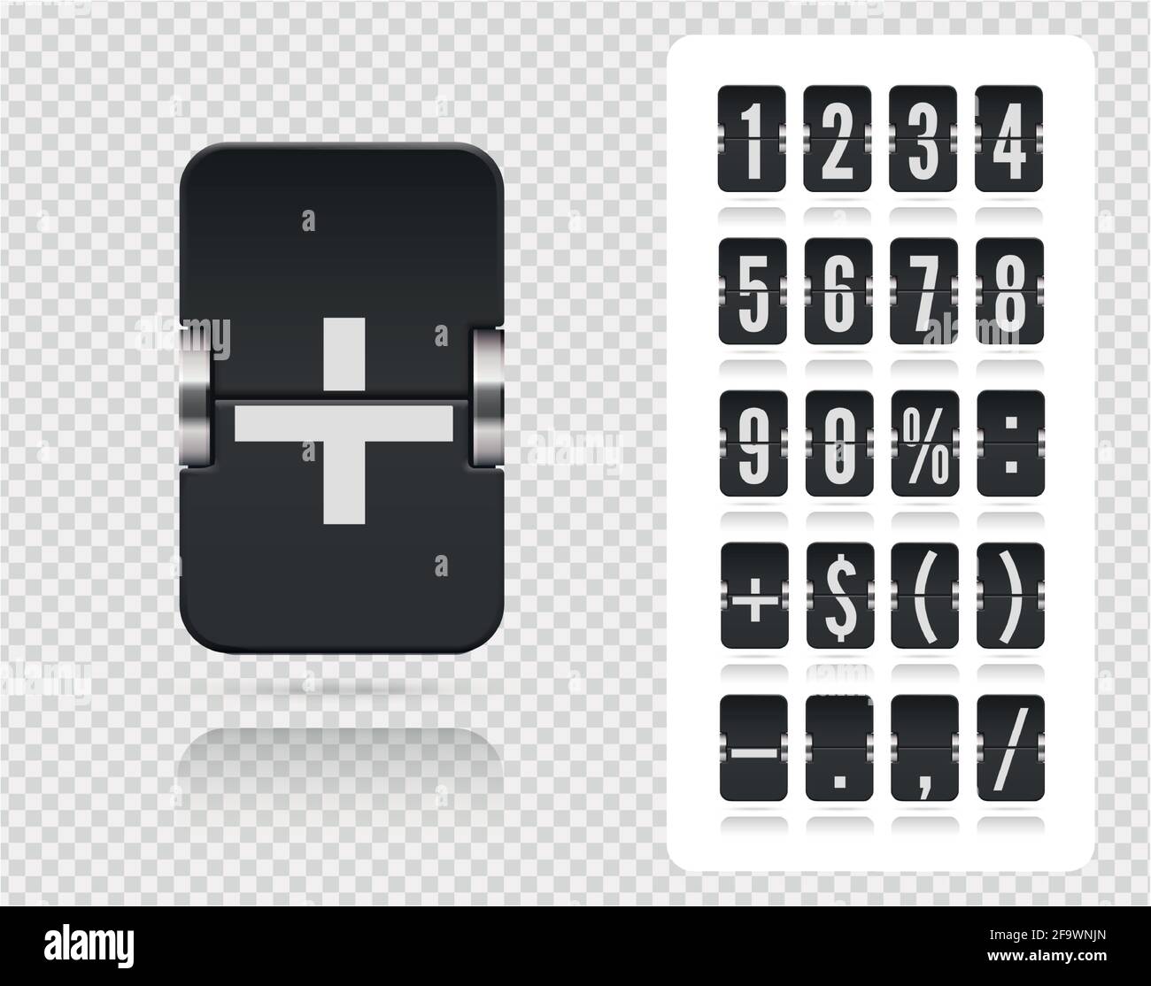 Analog Black Countdown Timer Number Font Vector Illustration Template