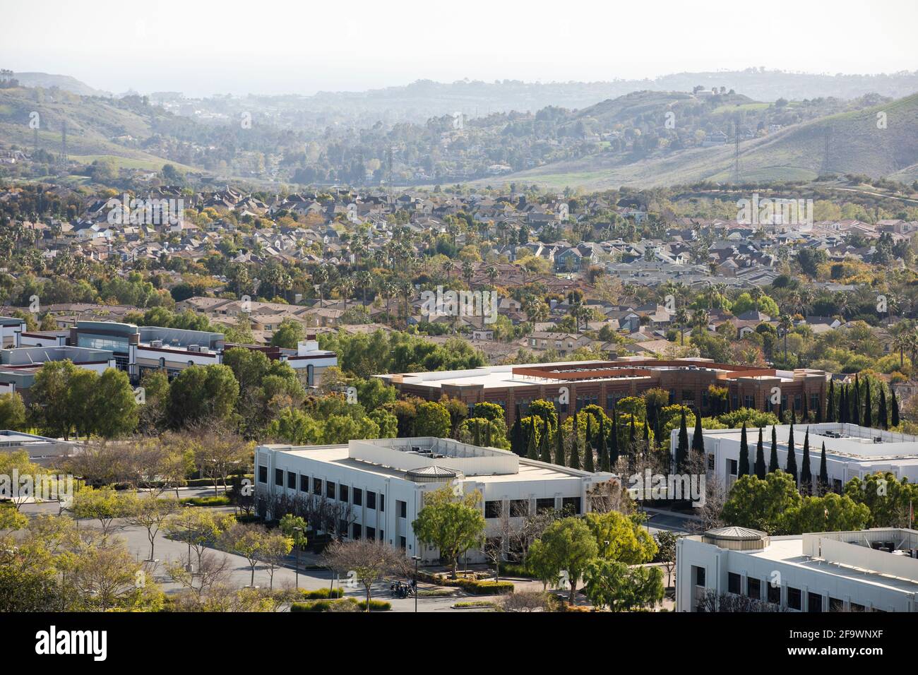 Daytime view of the downtown skyline and a residential area of Ladera ...