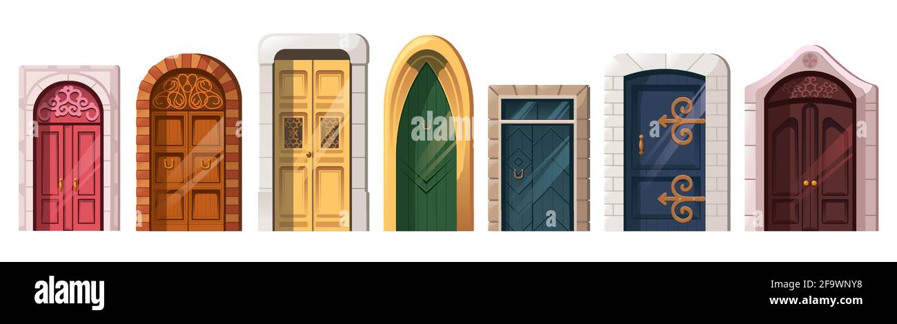 Cartoon old wooden door Cut Out Stock Images & Pictures - Alamy