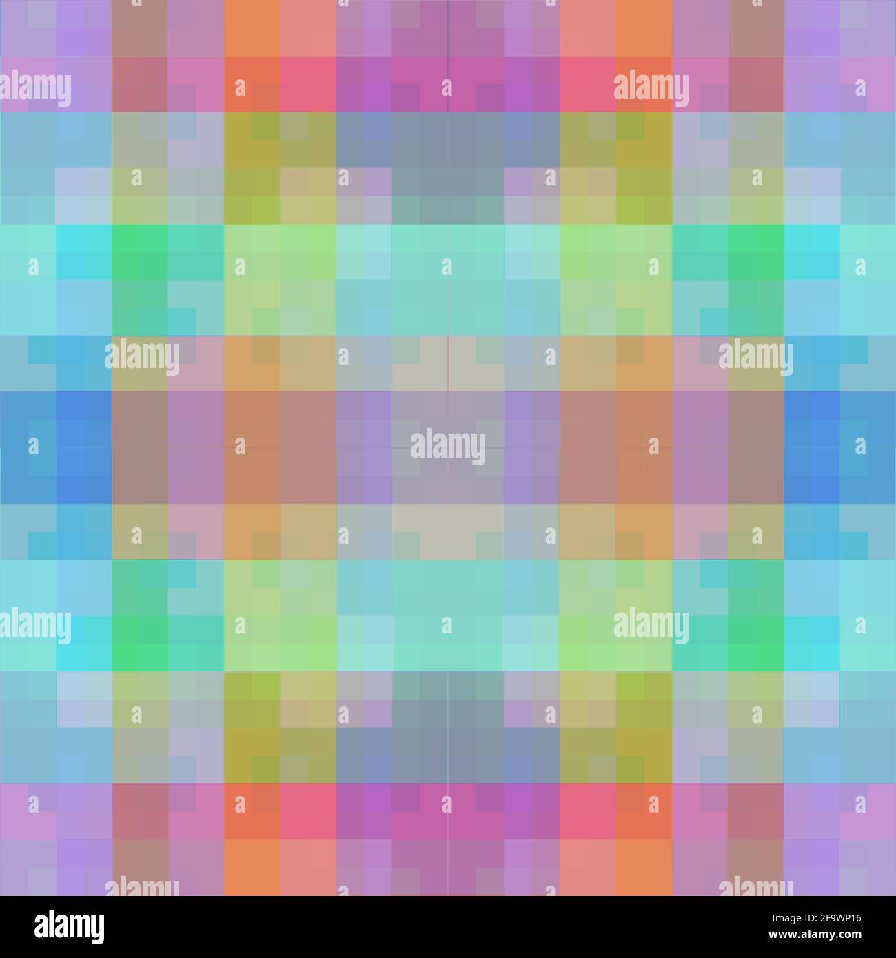 2D pixelated artwork of rainbow-colored square patterns Stock Photo - Alamy