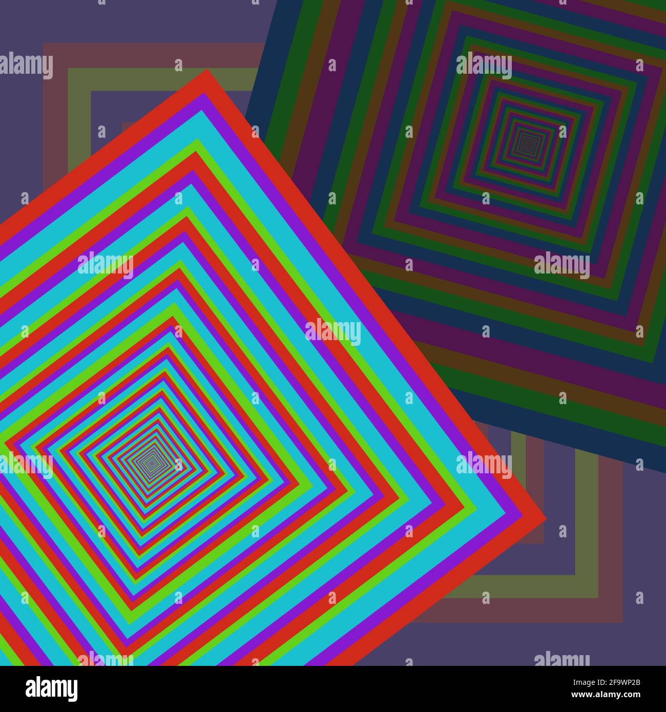 Colorful 2D background of square shapes making tunnels Stock Photo - Alamy