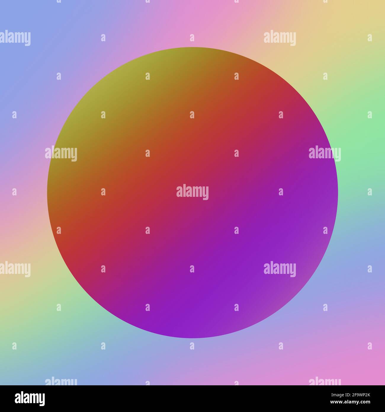 2D artwork of a gradient orange and purple circle on a rainbow ...
