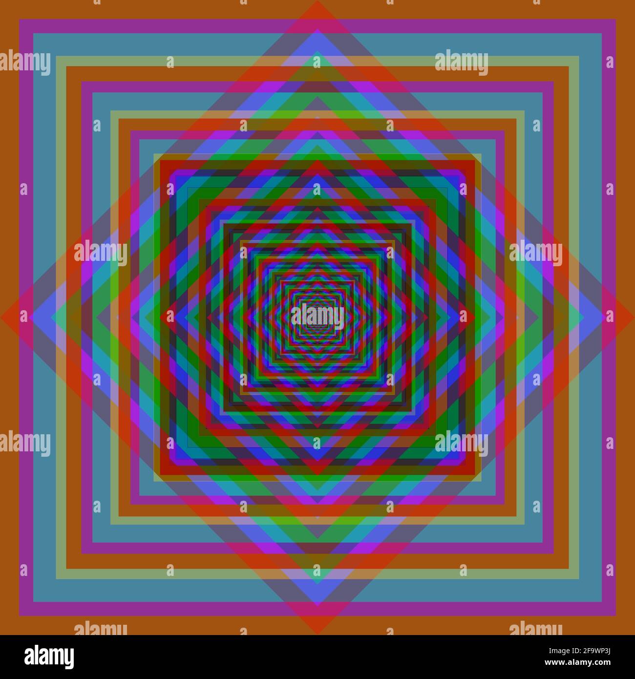 Abstract digital artwork of colorful square patterns - optical illusion ...