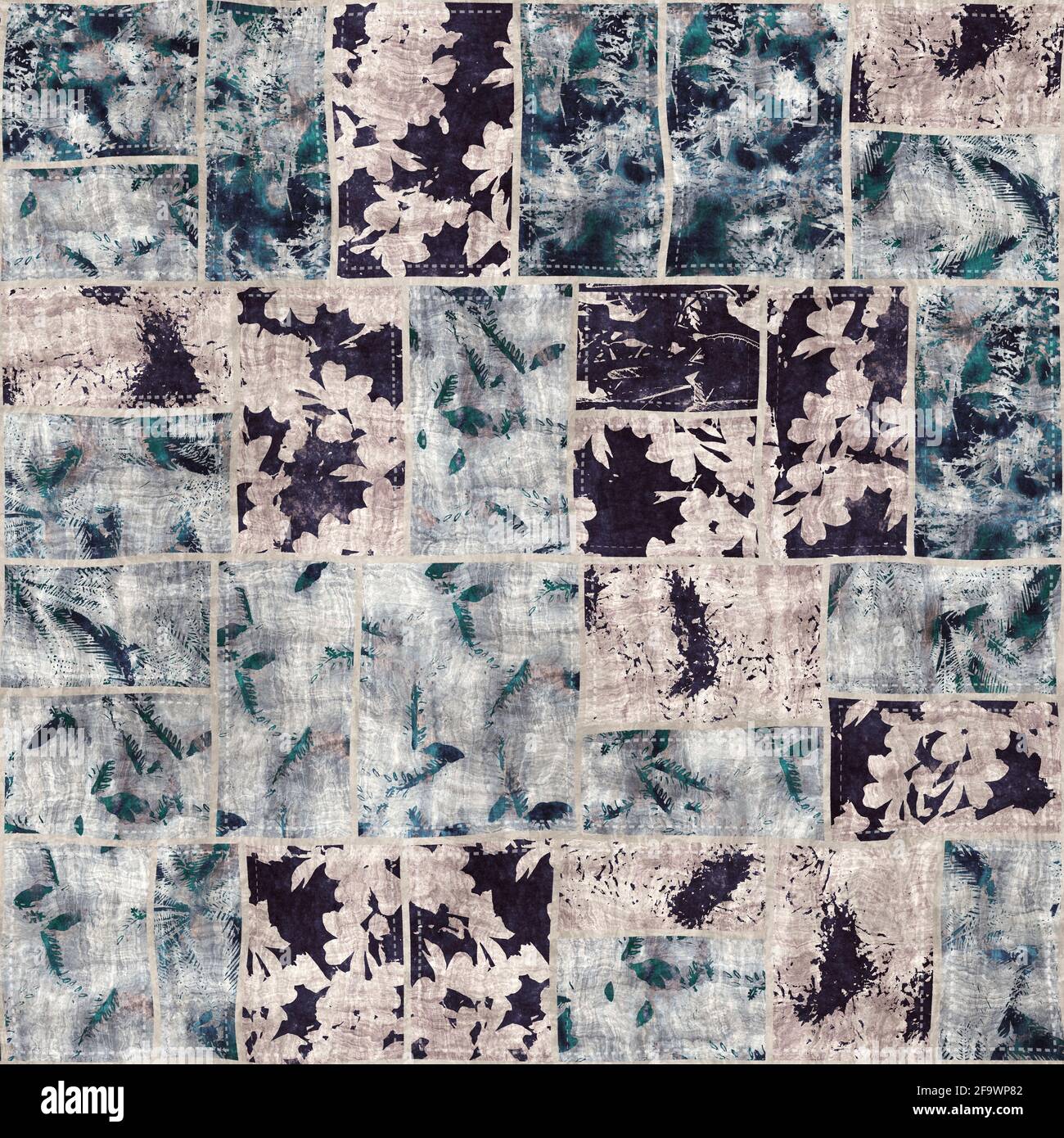 Seamless patchwork collage mix quilt pattern print Stock Photo - Alamy