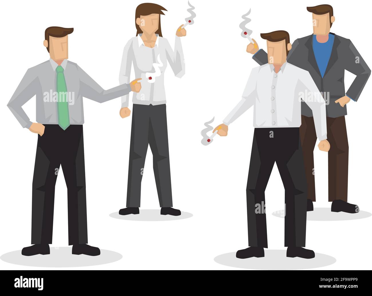 Group of business people smoking together. Vector illustration Stock ...
