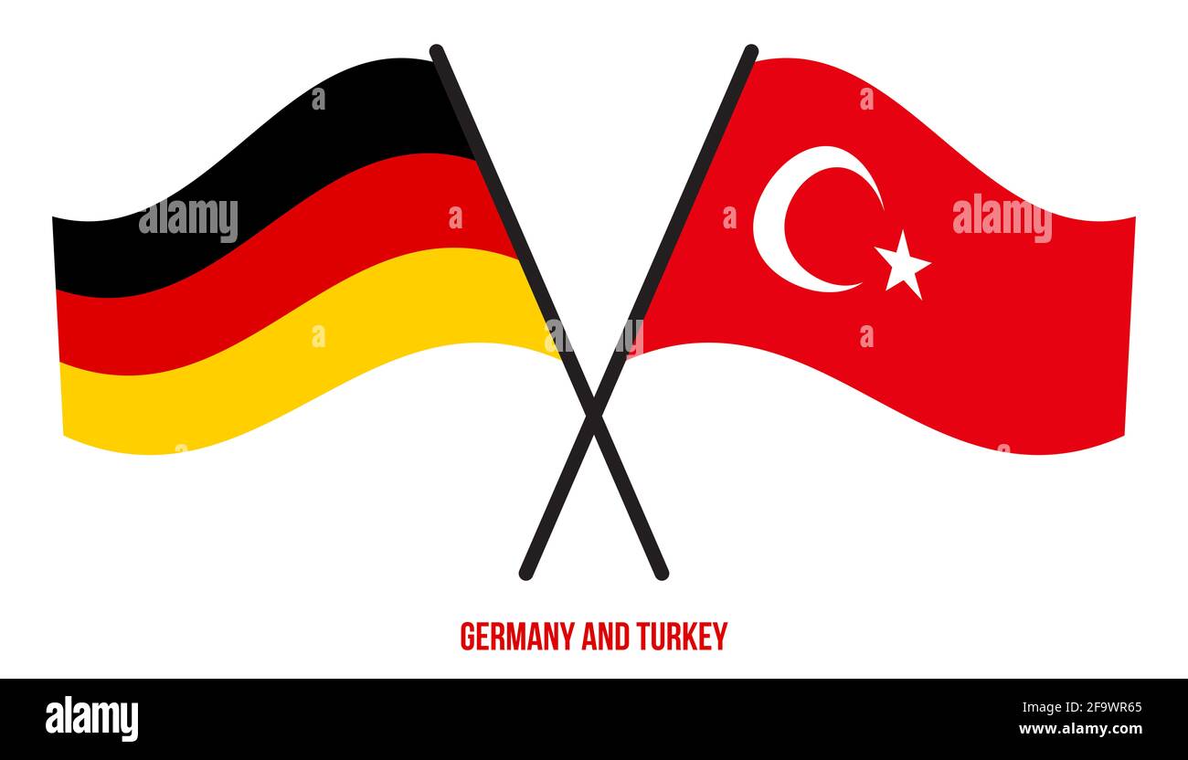 Germany and Turkey Flags Crossed And Waving Flat Style. Official ...
